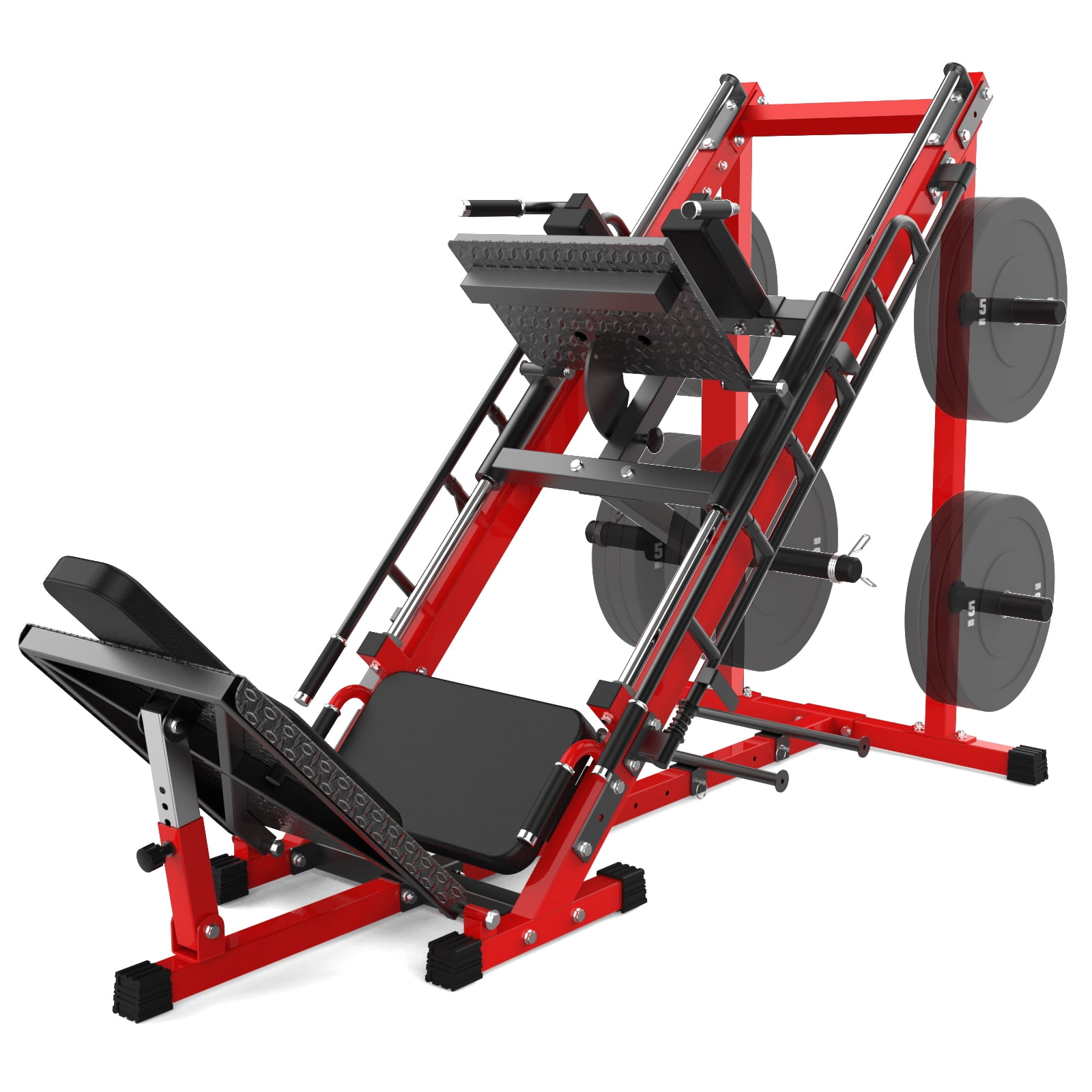 COZONY 2-in-1 Leg Press Hack Squat Machine with Linear Bearing & Calf ...