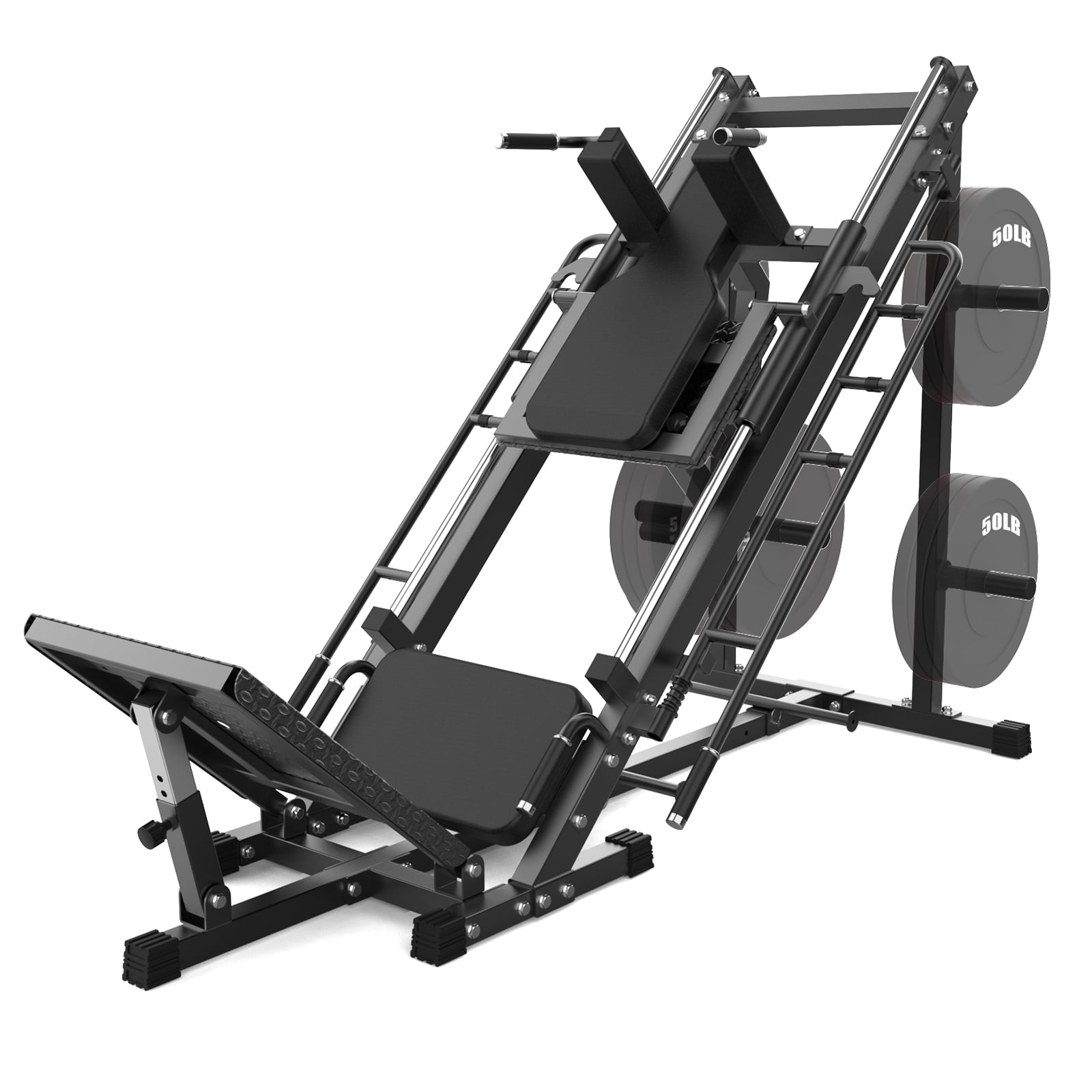 COZONY 2-in-1 Leg Press Hack Squat Machine with Linear Bearing & Calf ...