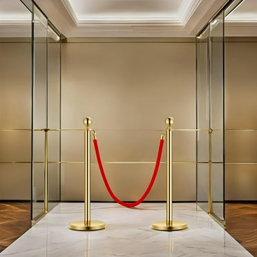 Red Carpet Ropes and Poles, Stainless Steel Gold Stanchions, Crowd ...