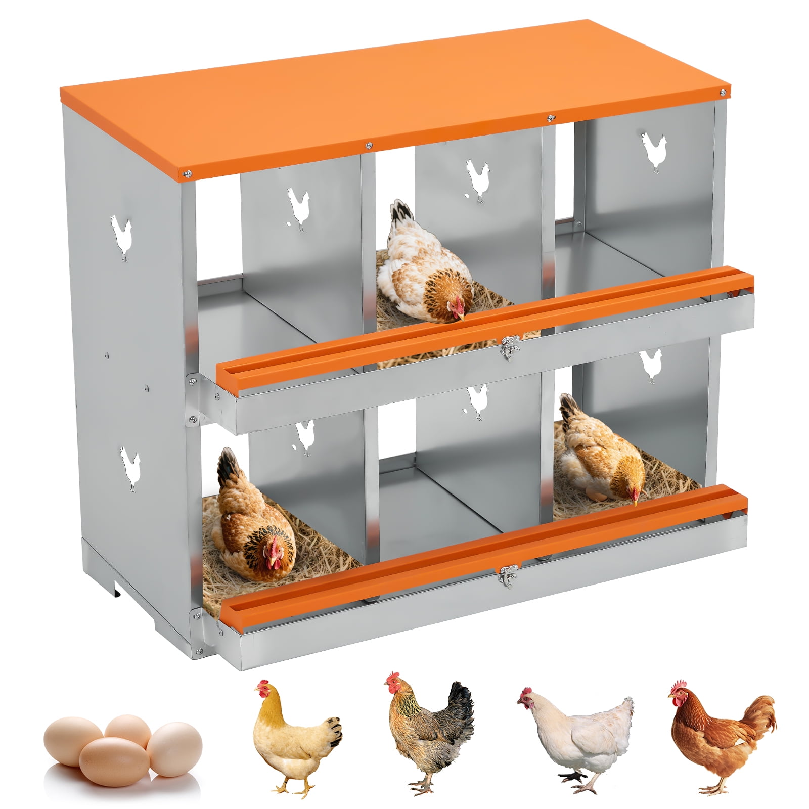 COZONY 3-Slot Chicken Nesting Box, Egg Laying Boxes for Hens, Poultry ...