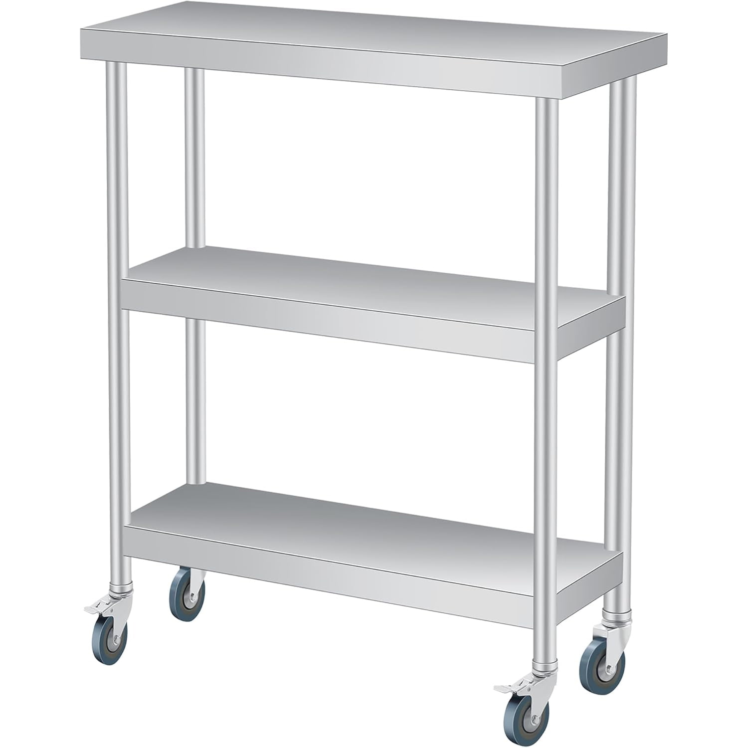 COZONY 3-Tier Stainless Steel Prep Table w/2 Undershelves & Gloves ...