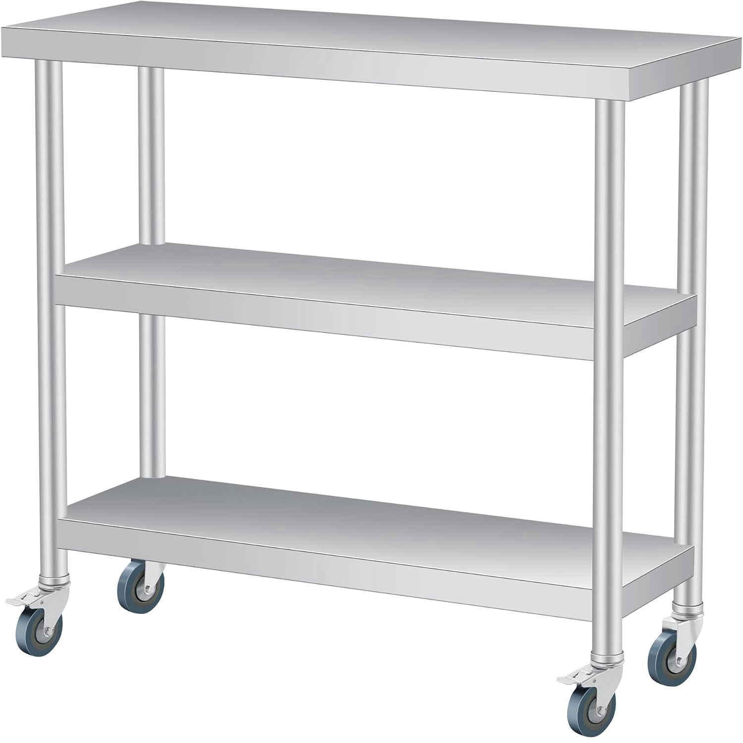 COZONY 3-Tier Stainless Steel Prep Table w/2 Undershelves & Gloves ...