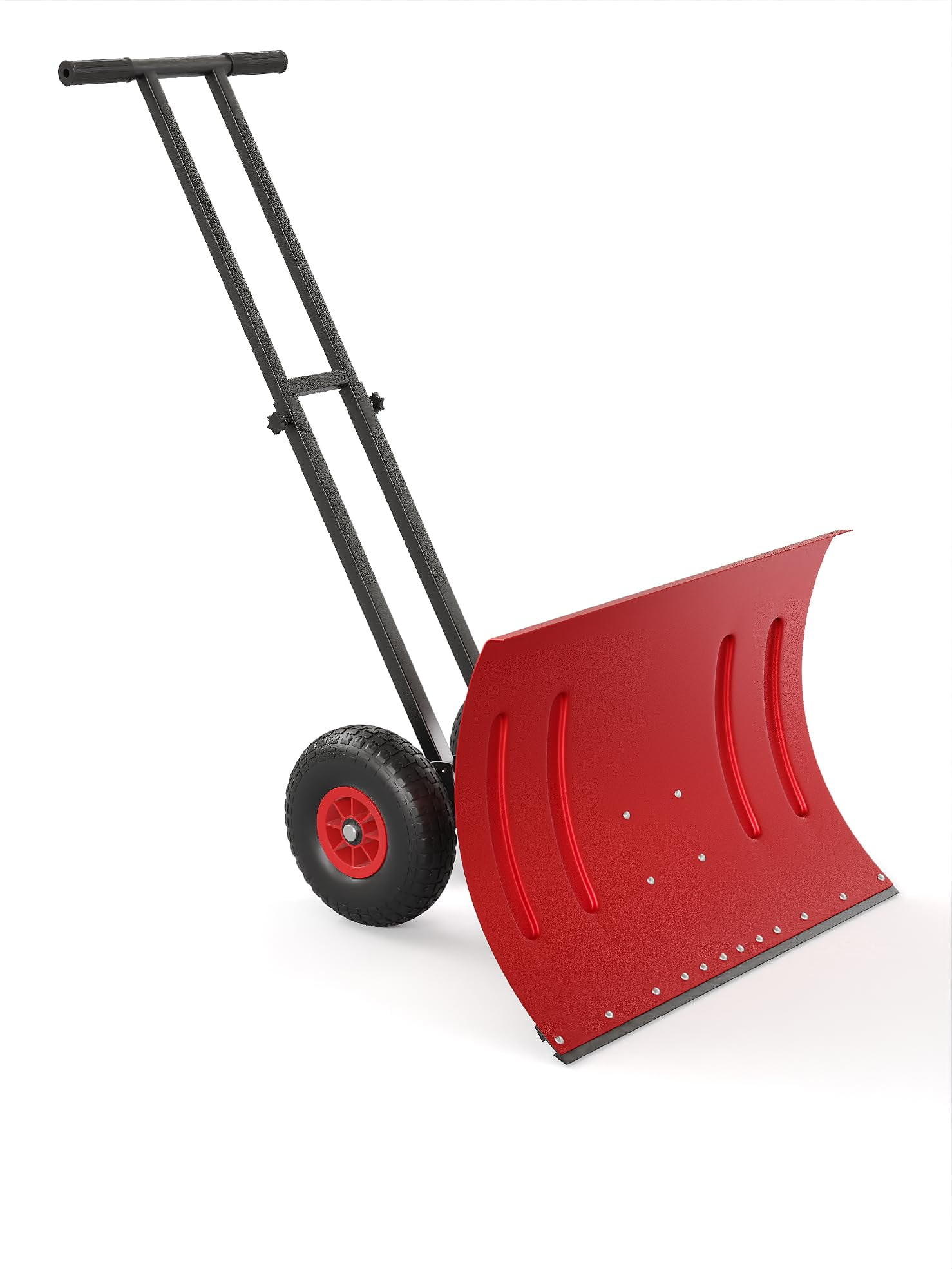 COZONY 30" Heavy Duty Wheeled Snow Shovel, Adjustable Metal Snow Pusher ...