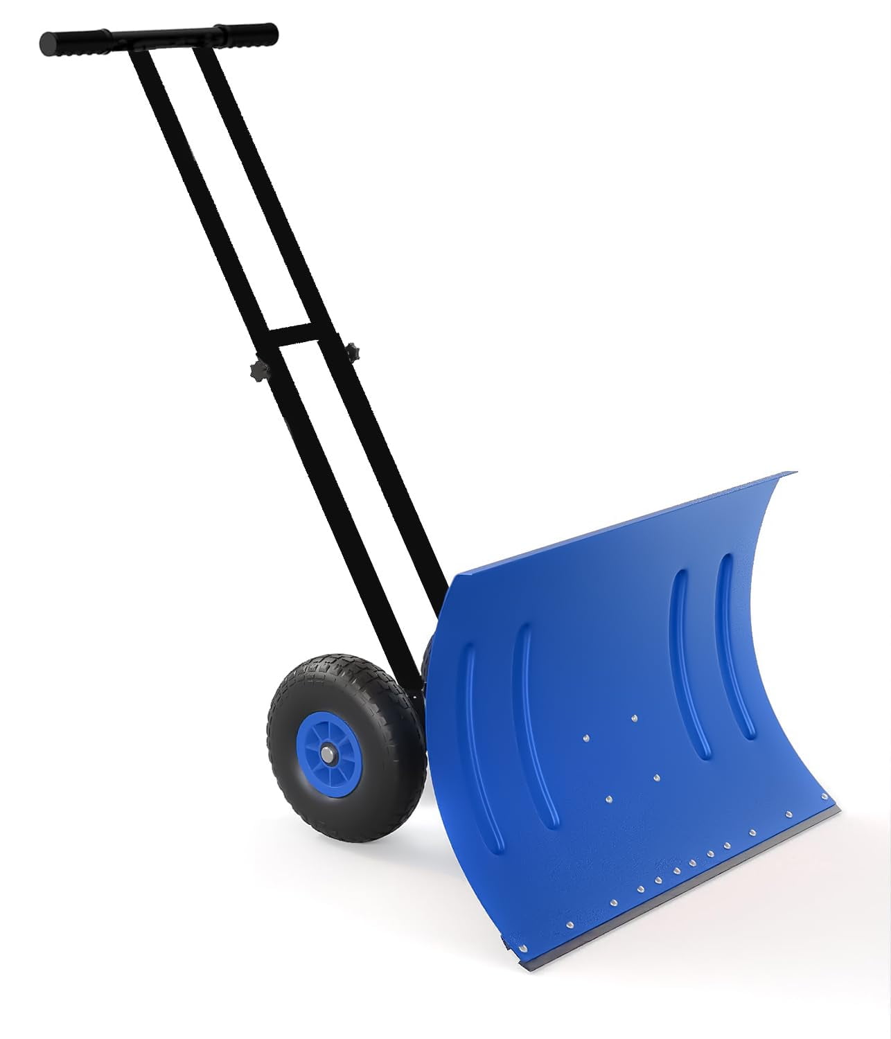 COZONY 30" Heavy Duty Wheeled Snow Shovel, Adjustable Metal Snow Pusher ...