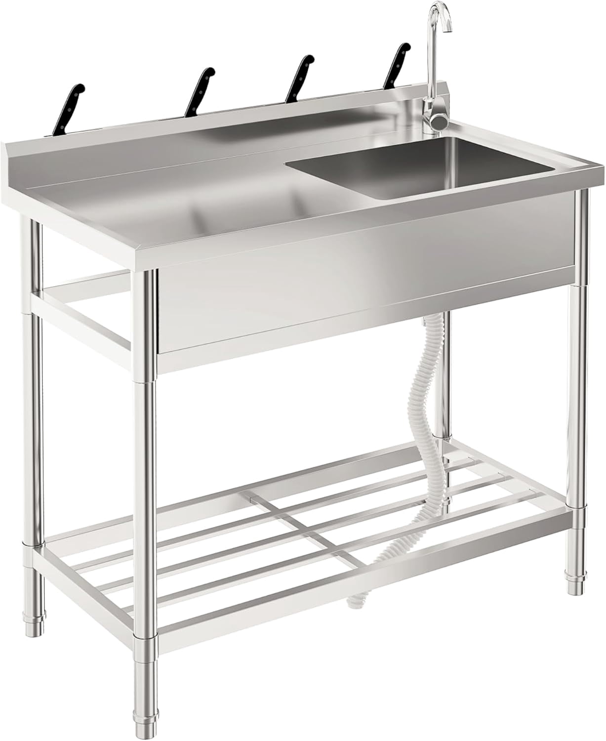 COZONY 39" Stainless Steel Utility Sink, Freestanding Kitchen ...