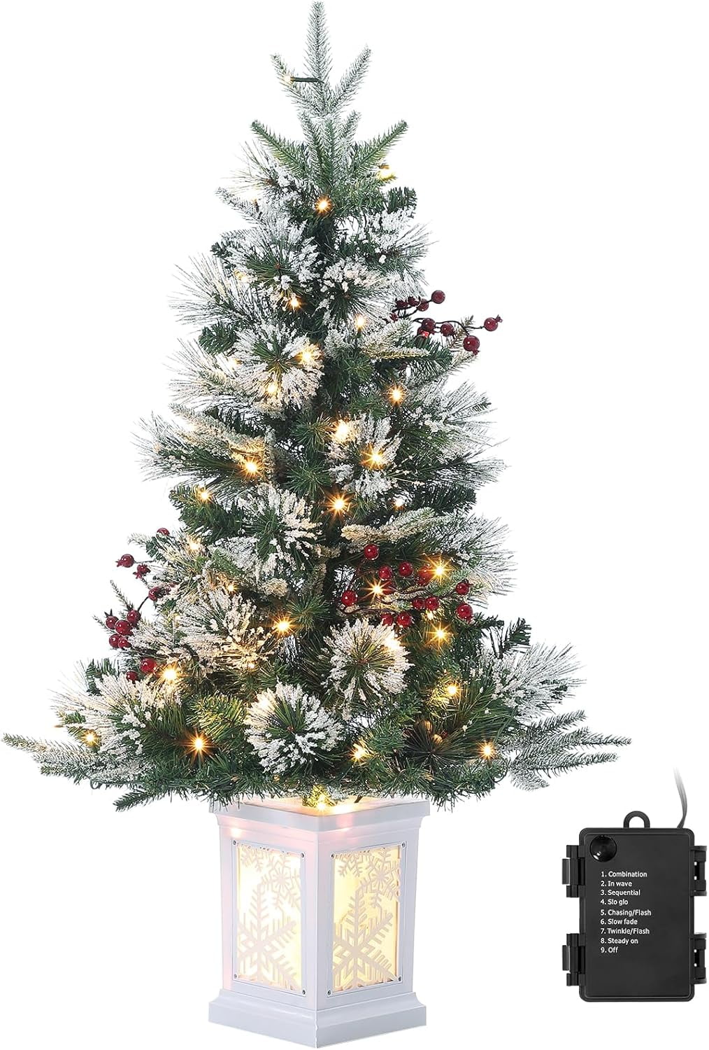 COZONY 3ft Pre-Lit Fiber Optic Christmas Artificial Tree, 78 Warm LEDs ...