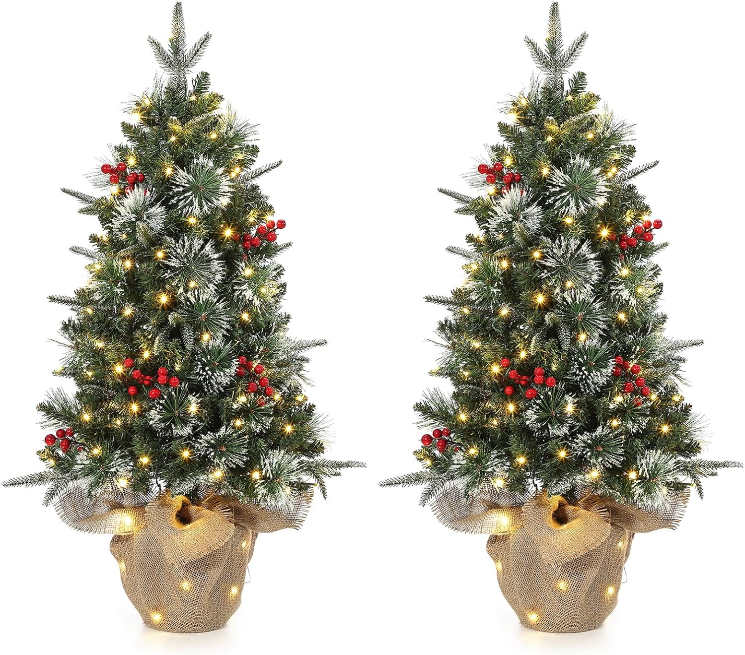 COZONY 3ft Pre-Lit Fiber Optic Christmas Artificial Tree, 78 Warm LEDs ...
