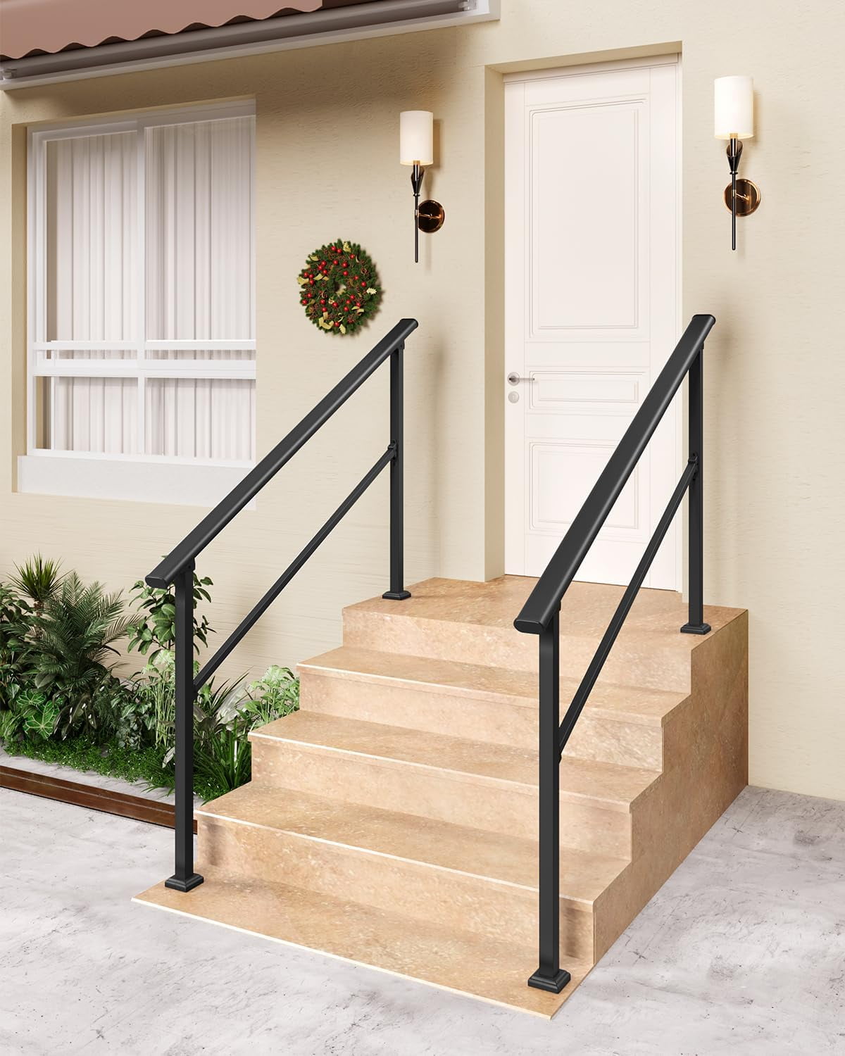 COZONY 4-5 Step Handrail, Indoor/Outdoor Safety Rail for Seniors, Fits ...