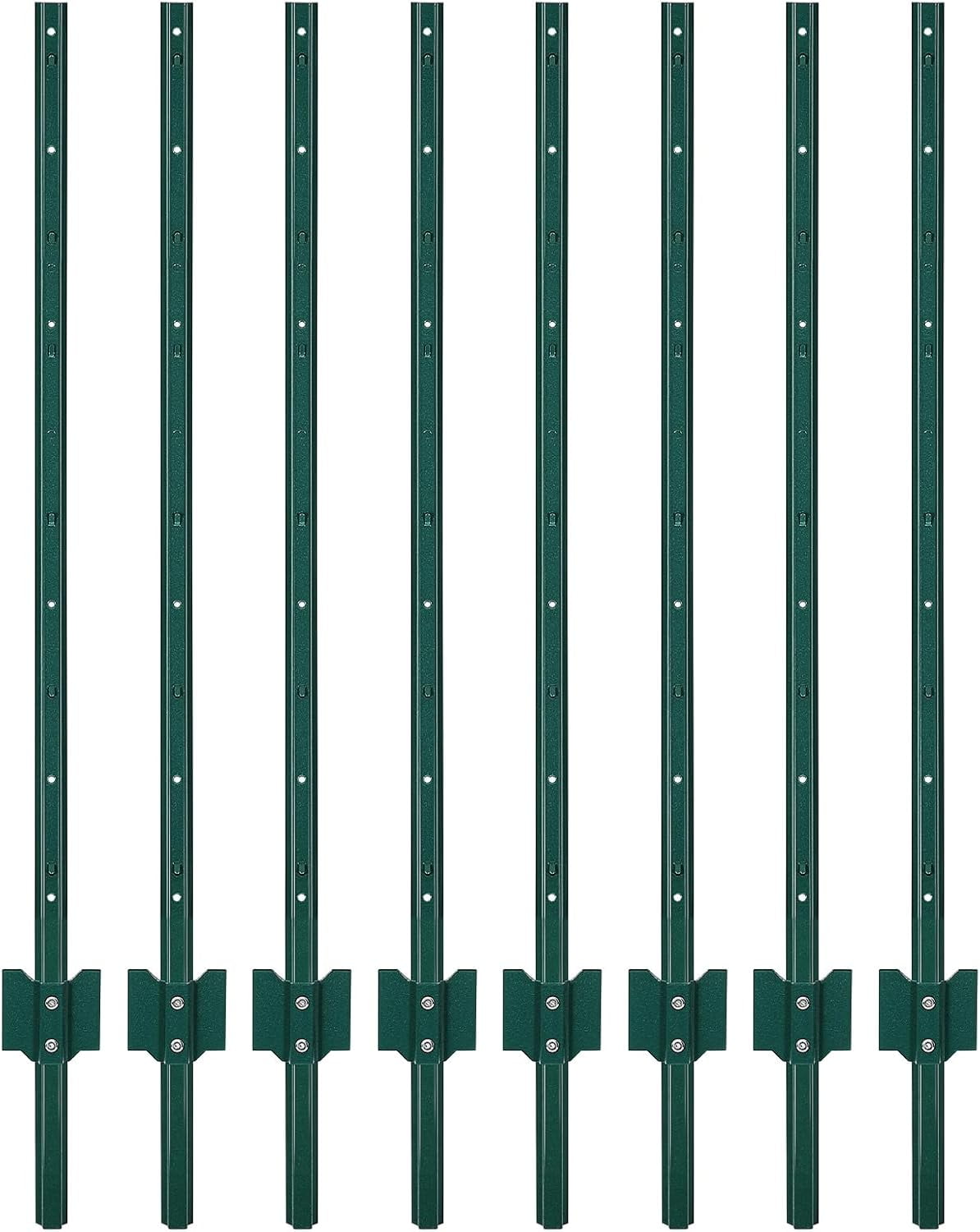 COZONY 4 FT Metal Fence Post Set, 8-Pack U-Channel Garden Fence Stakes ...