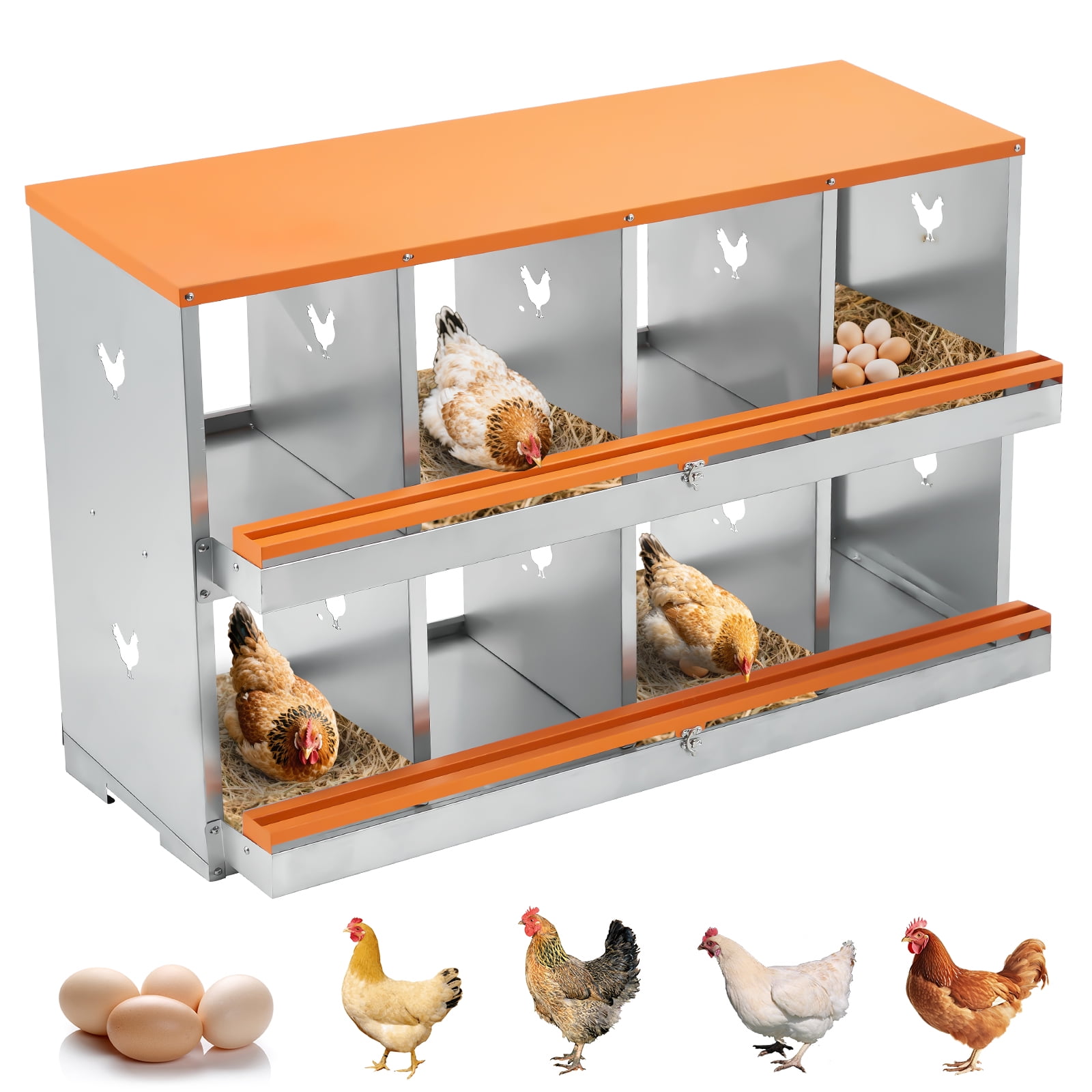 COZONY 4-Slot Chicken Nesting Box, Egg Laying Boxes for Hens, Poultry Coop Accessories with ...