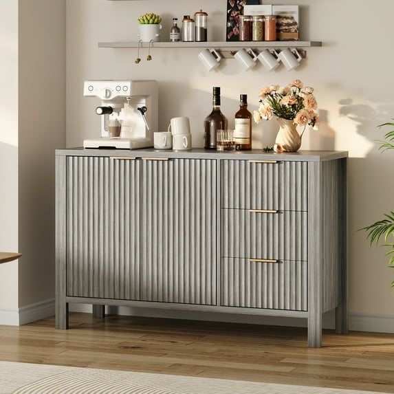 COZONY 46.5'' Fluted Kitchen Sideboard Cabinet - Modern Buffet Cabinet ...