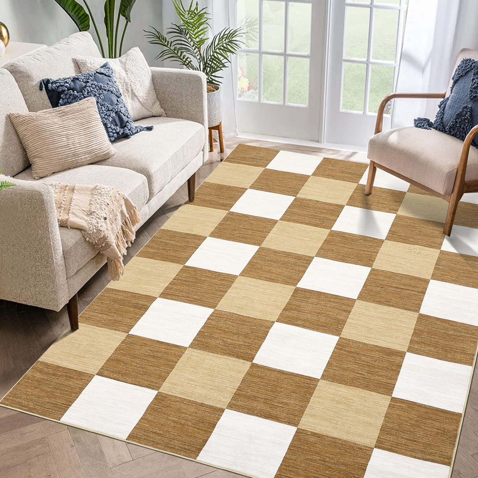 COZONY 5'x7' Camel Tone Area Rug, Soft Carpet for Living Room, Bedroom ...