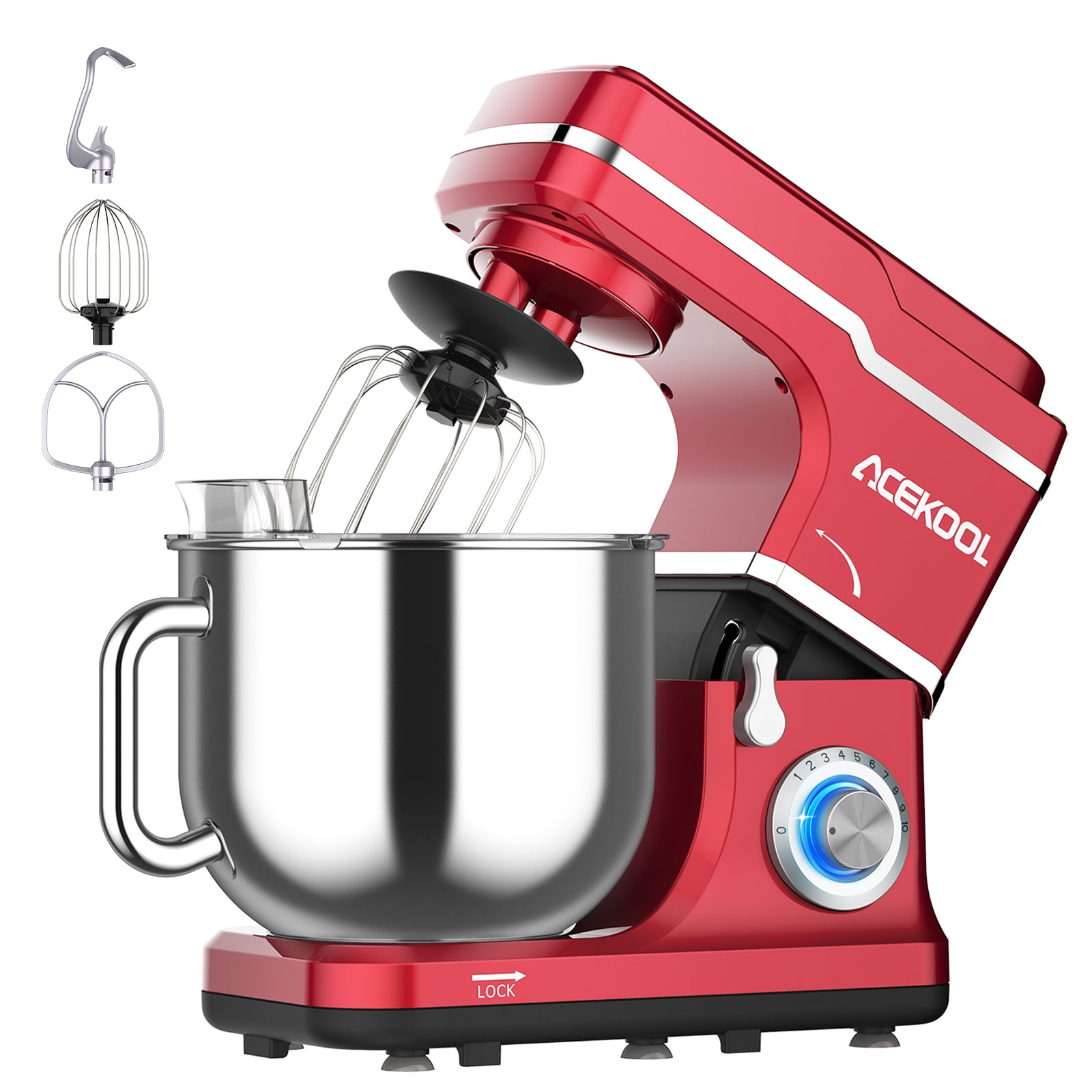 COZONY 7.5Qt Stand Food Mixer with Egg Whisk, Dough Hook, Beater, and ...