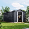 COZONY 8*12ft Metal Storage Shed, Galvanized Steel Weatherproof Tool ...