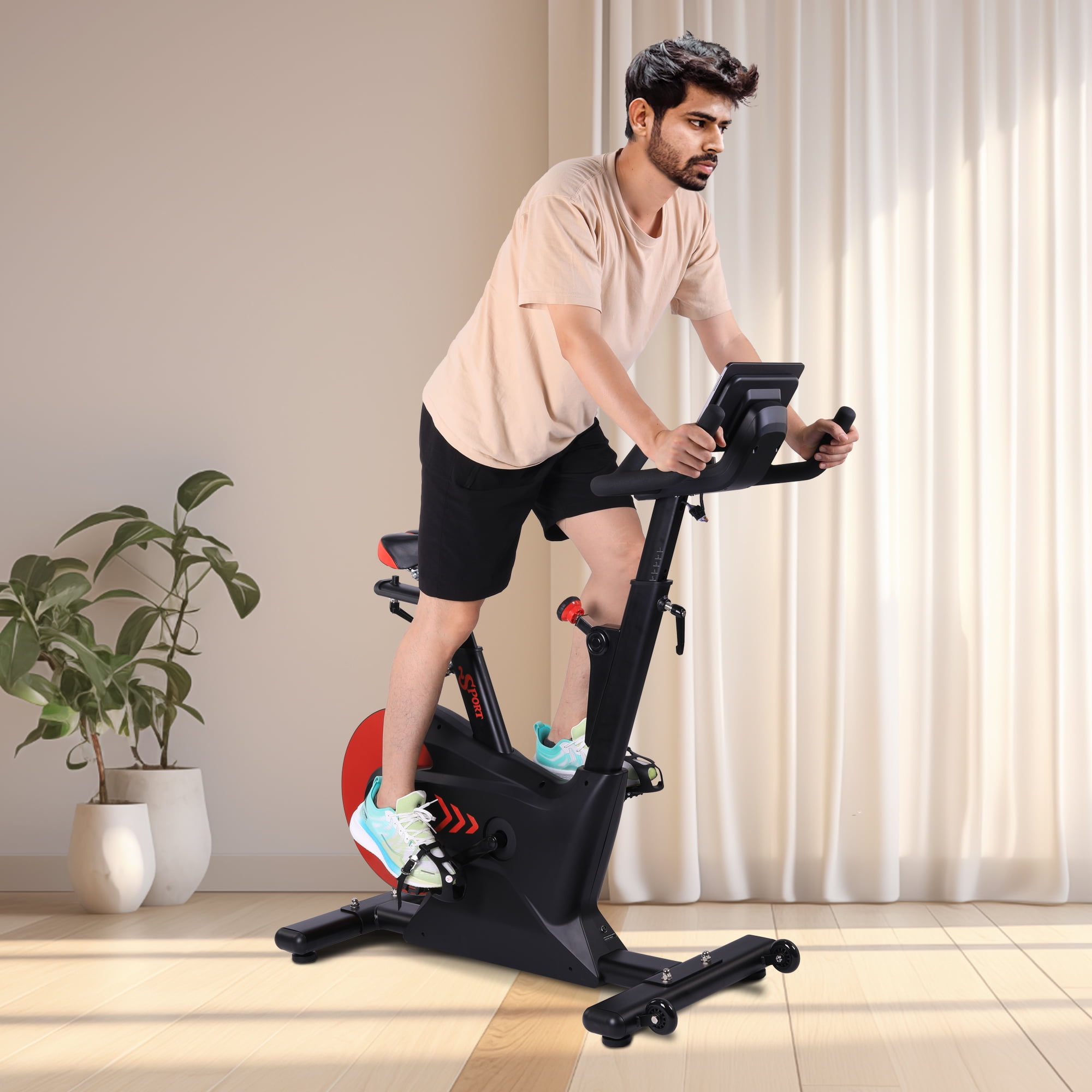 COZONY Digital Monitor Exercise Bike, Silent Magnetic Indoor Cycling ...