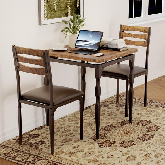 COZONY Dining Table Set for 2, Spiral Leg Table & 2 Chairs, 3-piece ...
