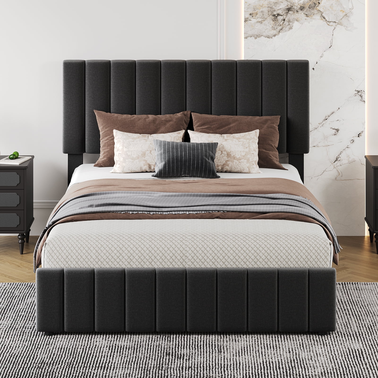 COZONY Full/Queen/King Bed Frame with 4 Storage Drawers, Adjustable ...