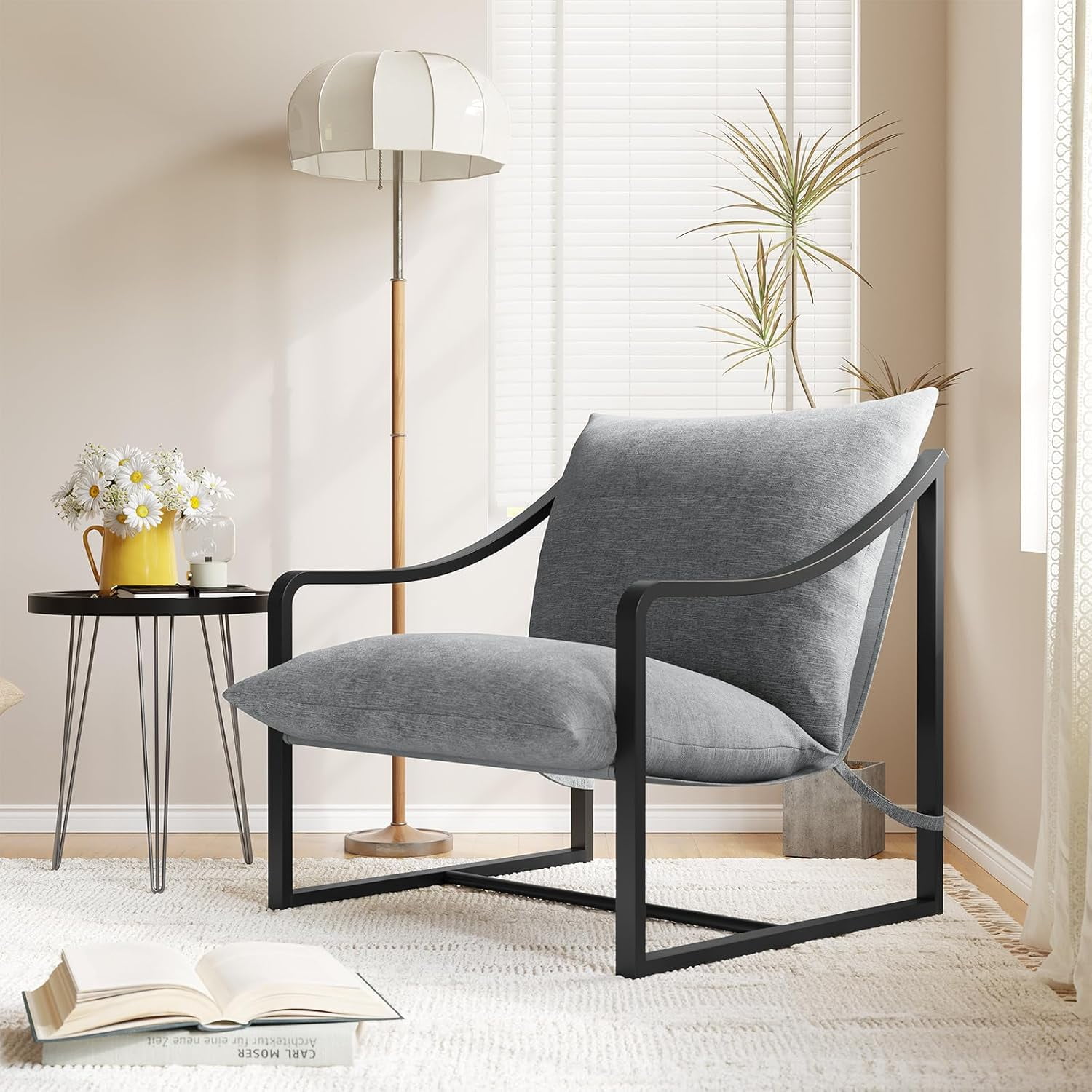 COZONY Sling Accent Chair, Mid-Century Reading Chair with Cushion ...