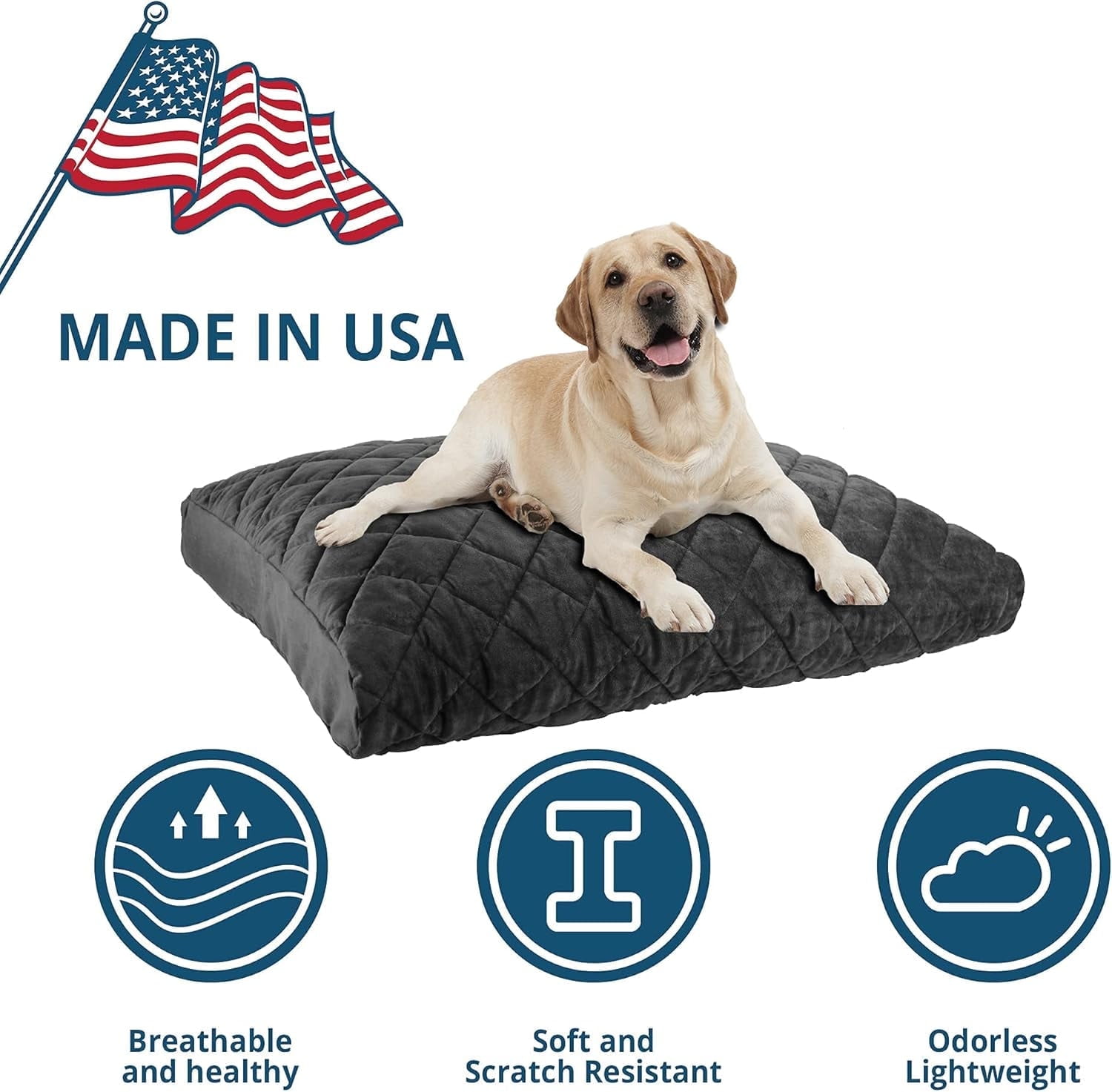 COZY ONE Ultra-Soft Quilted Pet Bed with Removable Velvet Cover ...