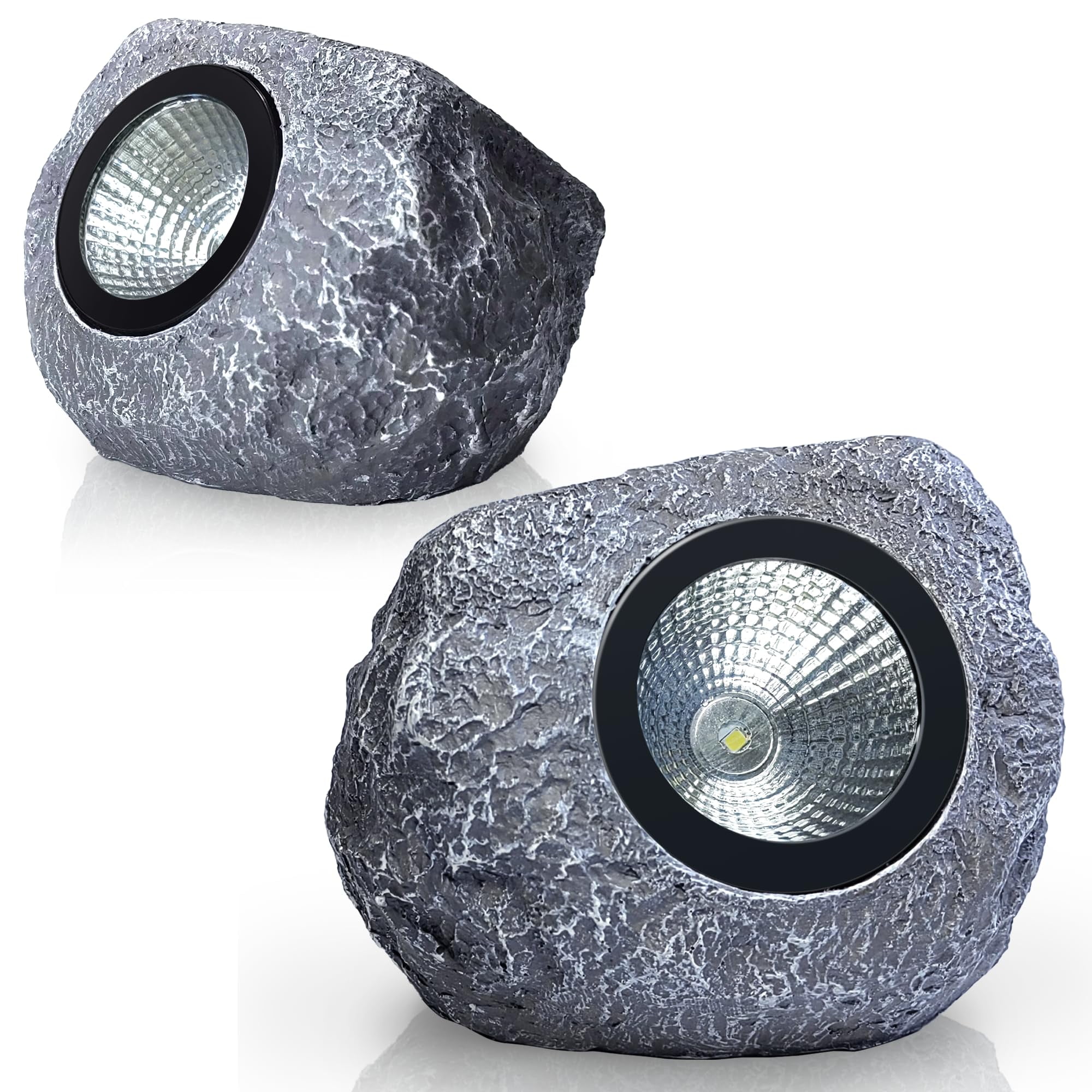 COZY-PAVILION Solar Garden Rock Lights Outdoor, 2 Pack Bright White ...