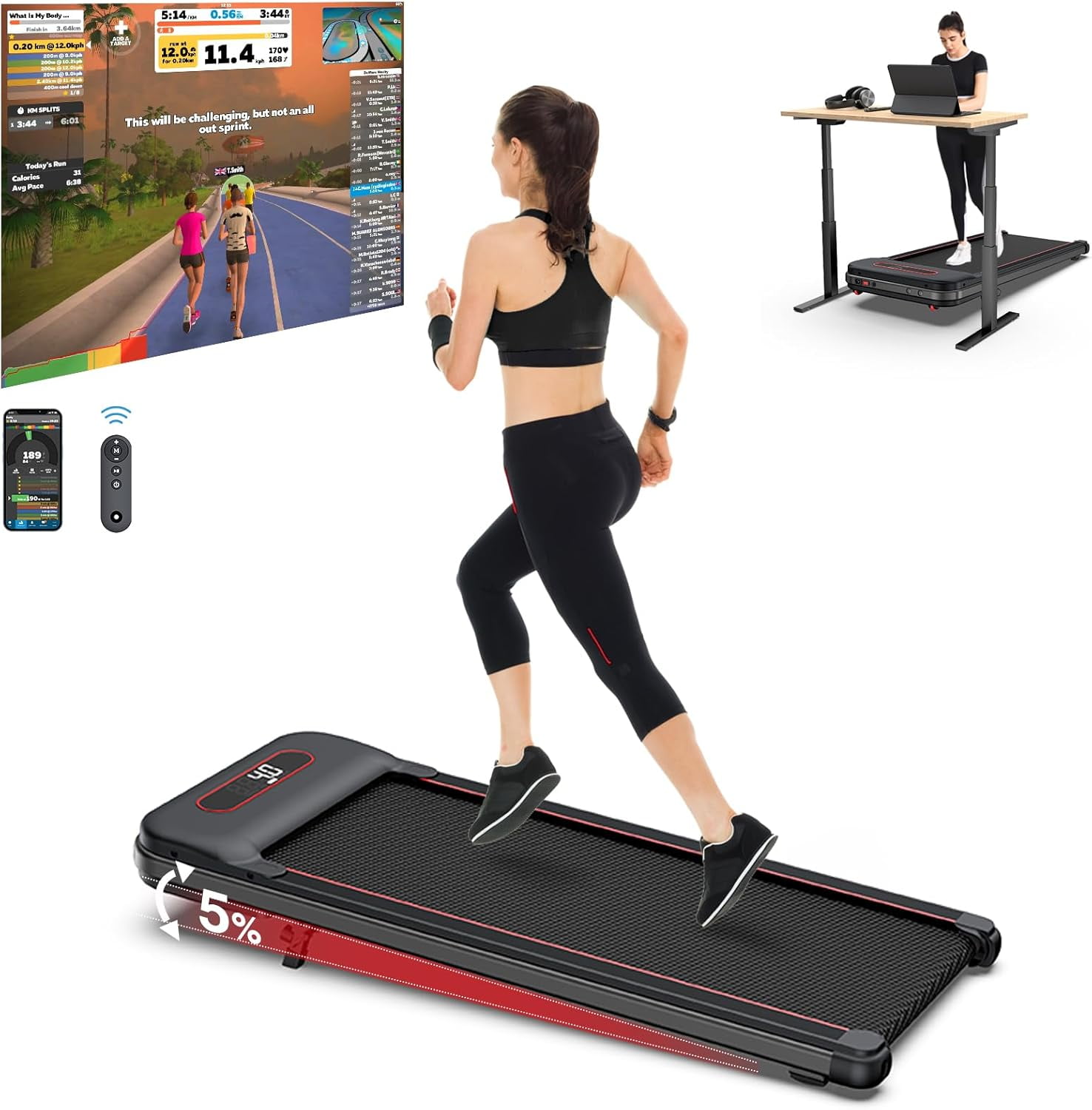 COZYINN Walking Pad with Incline, Under Desk Treadmills 265/320Lbs ...