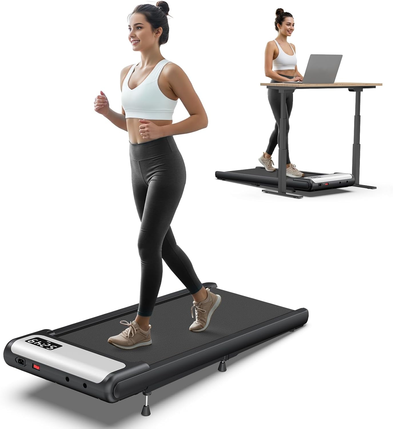 COZYINN Walking Pad Treadmill,Under Desk Treadmills with 10% Incline ...