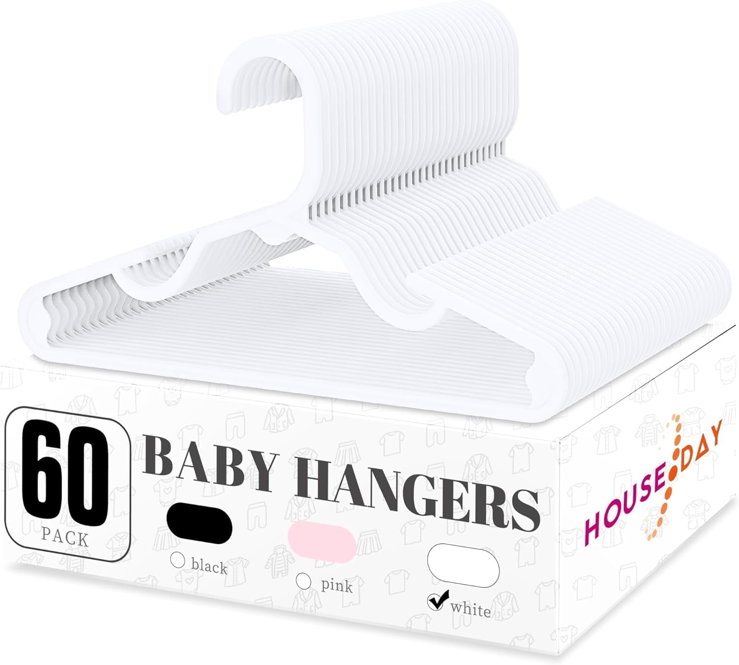 COZYMOOD Kids Plastic Hangers, 60 Pack Baby Clothes for Closet, Non ...