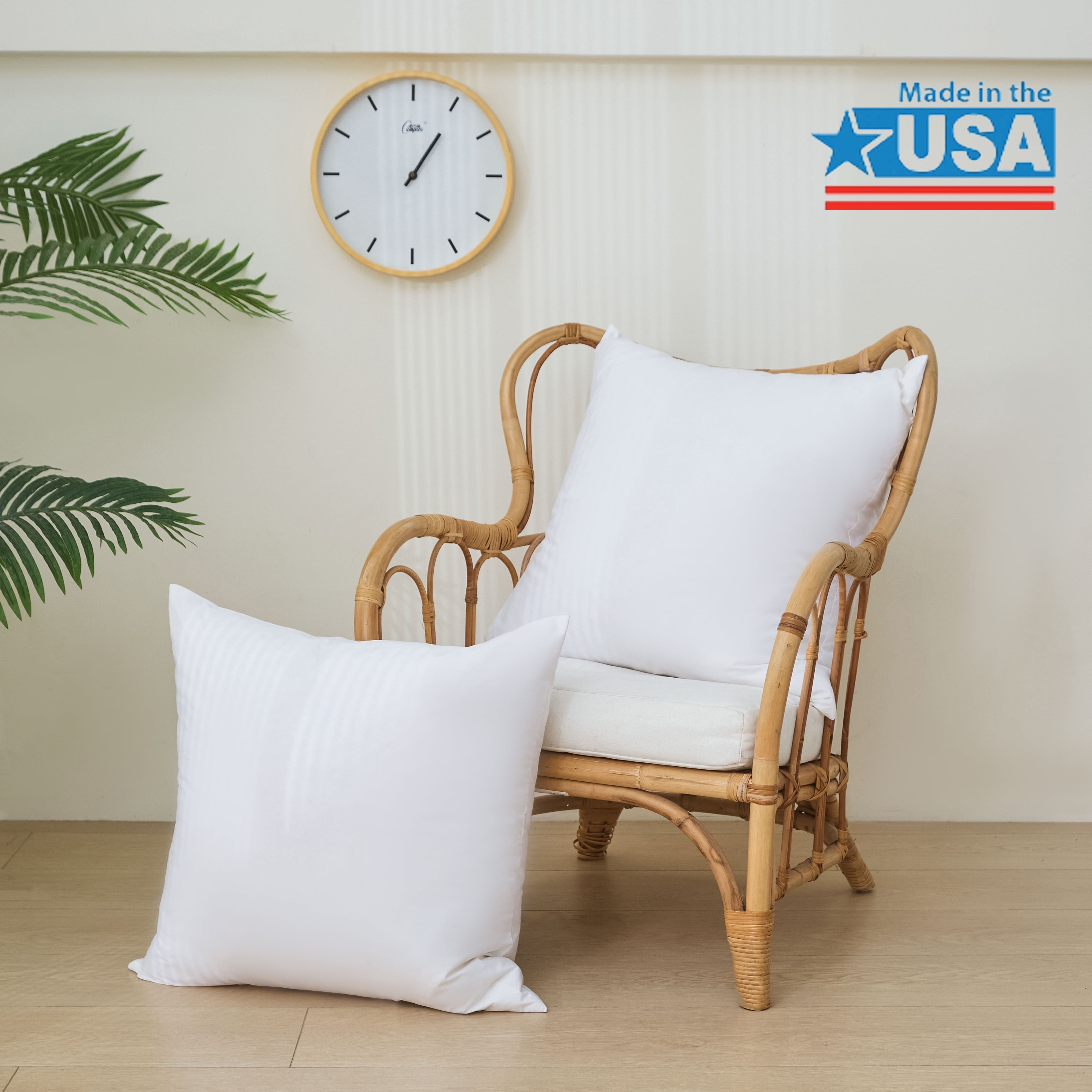 COZY ONE 26x26 Decorative Throw Pillow Inserts 2pk, Feather Down ...