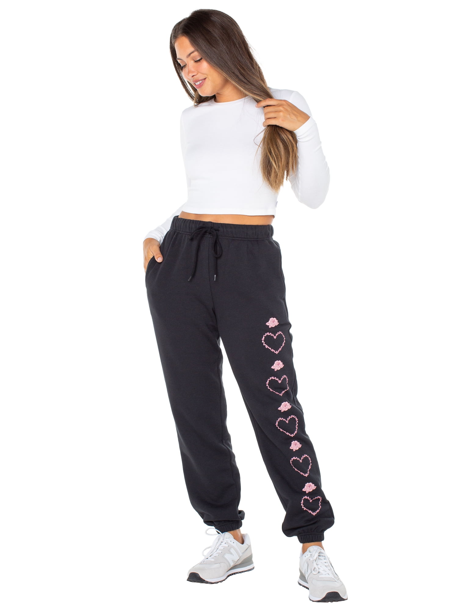 Celebrity Pink Women's and Women's Plus Fleece Jogger Sweatpants, Sizes ...