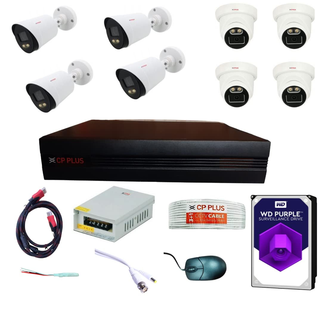 CP PLUS 8 CCTV Camera Full Set 8 CH DVR Color Night Vision Outdoor ...