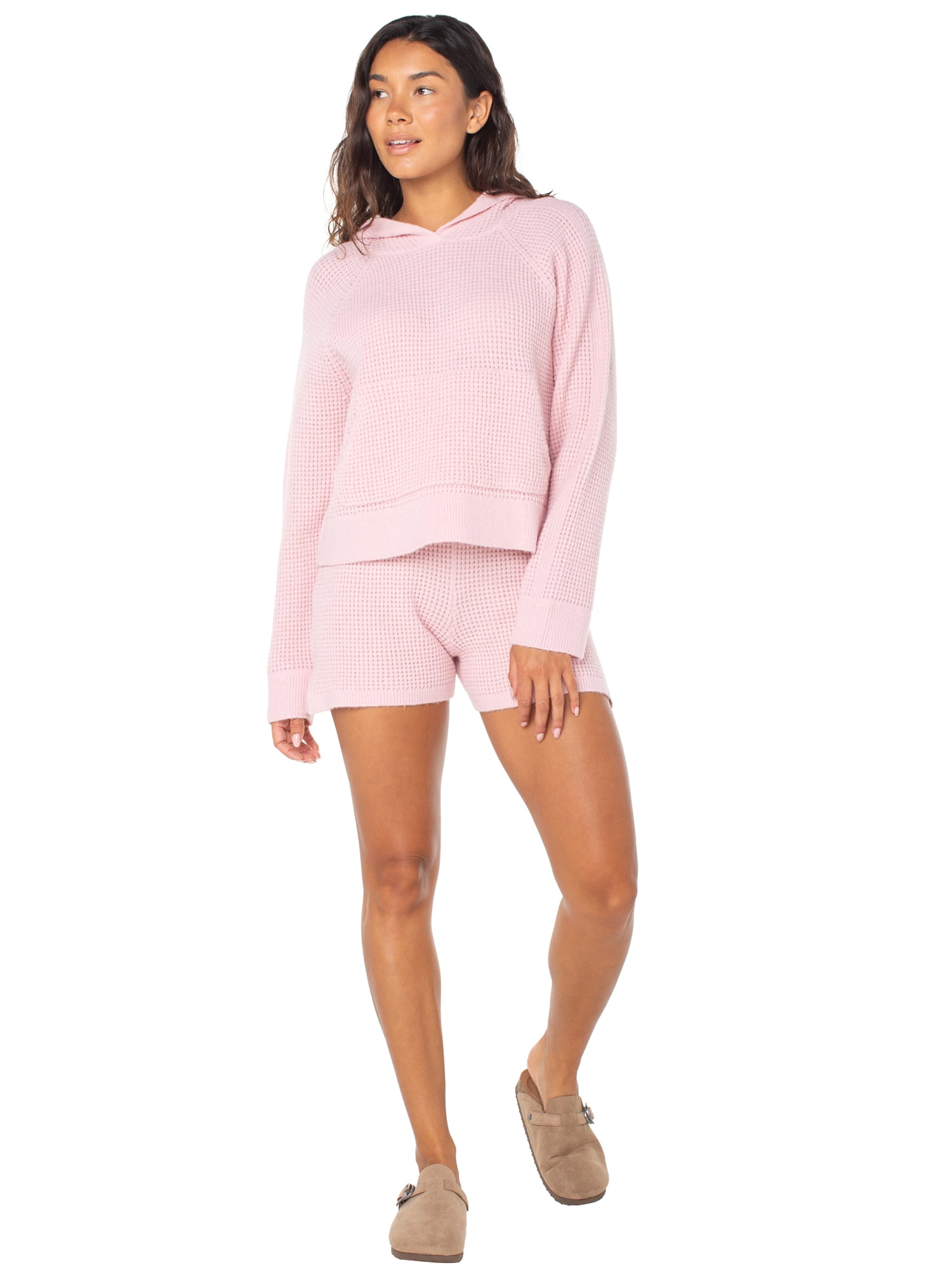 Celebrity Pink Cozy Waffle Sweater & Shorts Set, XS-XXXL, Soft Knit ...