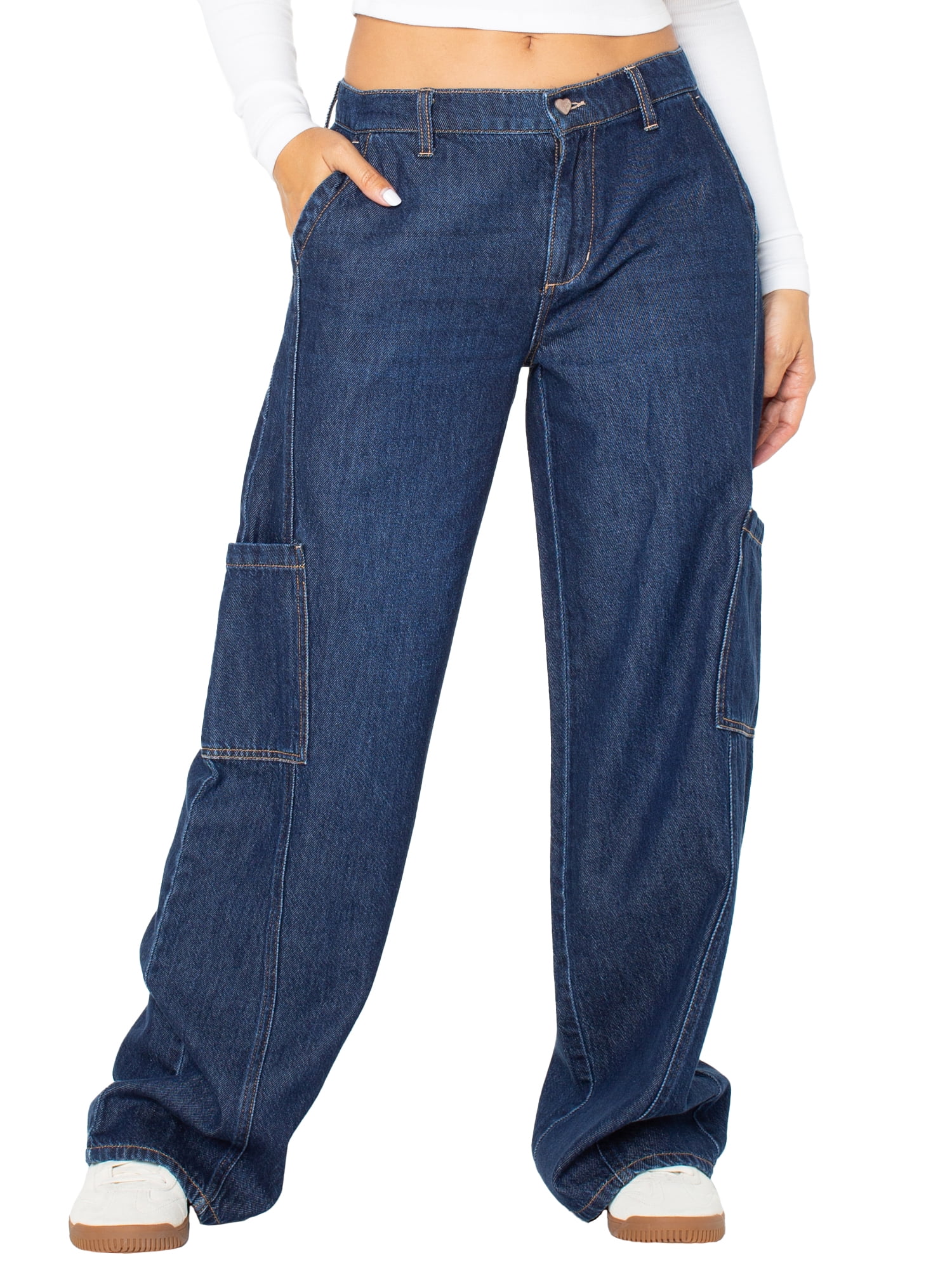 Celebrity Pink Women's and Women's Plus Cargo Wide Leg Jeans, Sizes XS-4X - Walmart.com