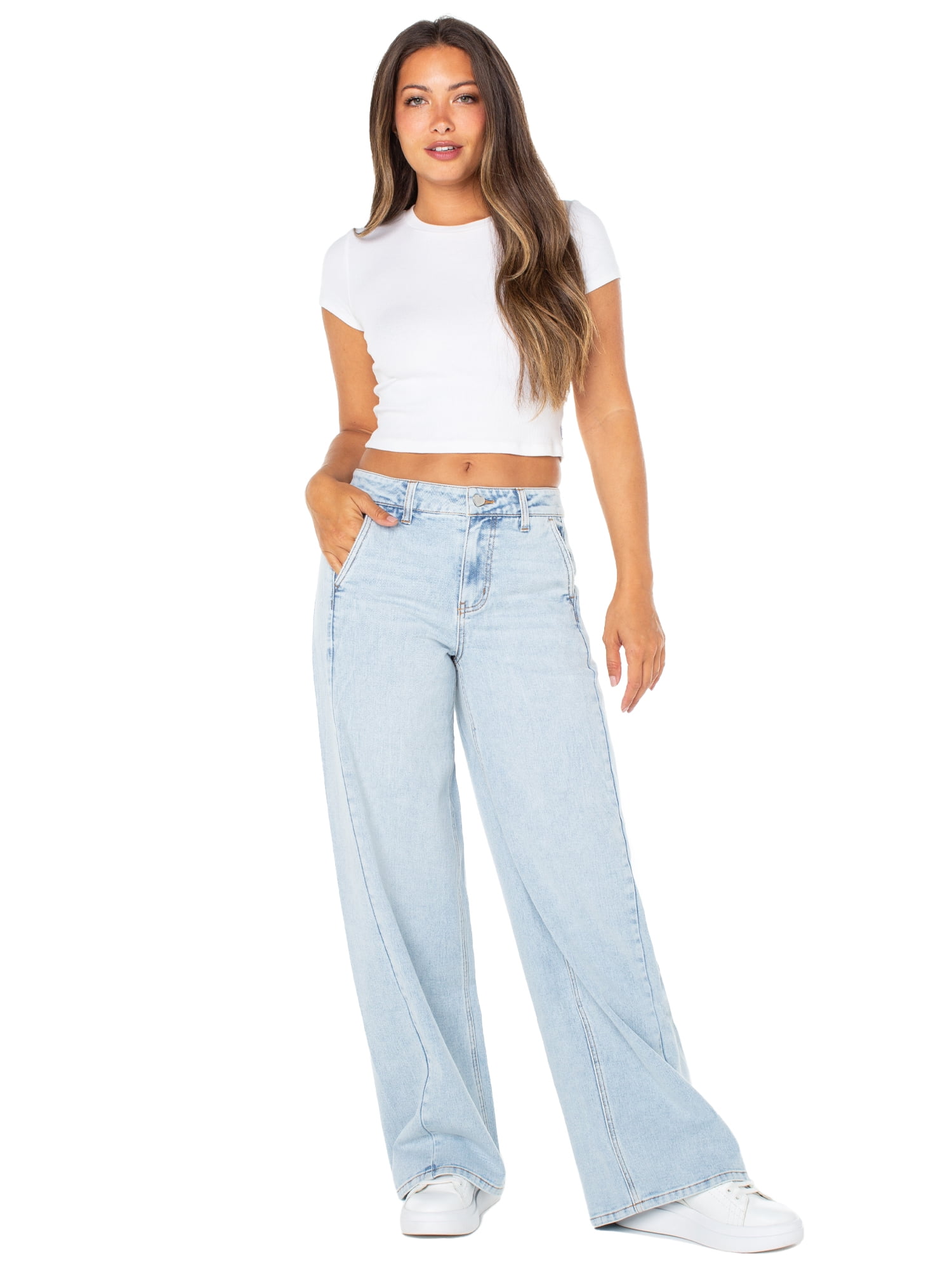 Celebrity Pink Wide Leg Trouser Pocket Jean - Walmart.com