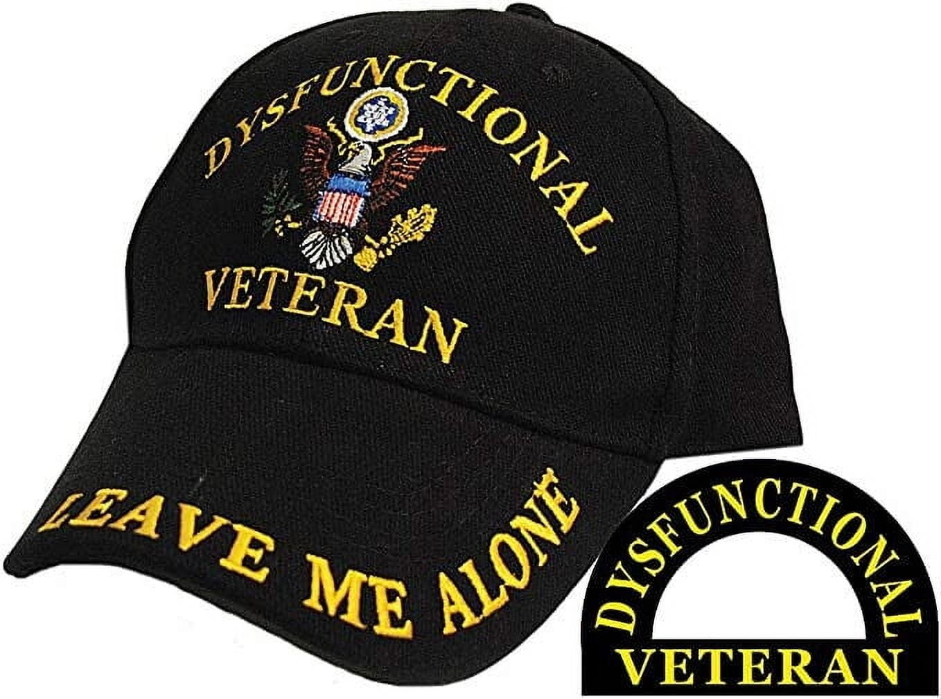 CP00819 Black Dysfunctional Veteran "Leave Me Alone" Embroidered Cap ...