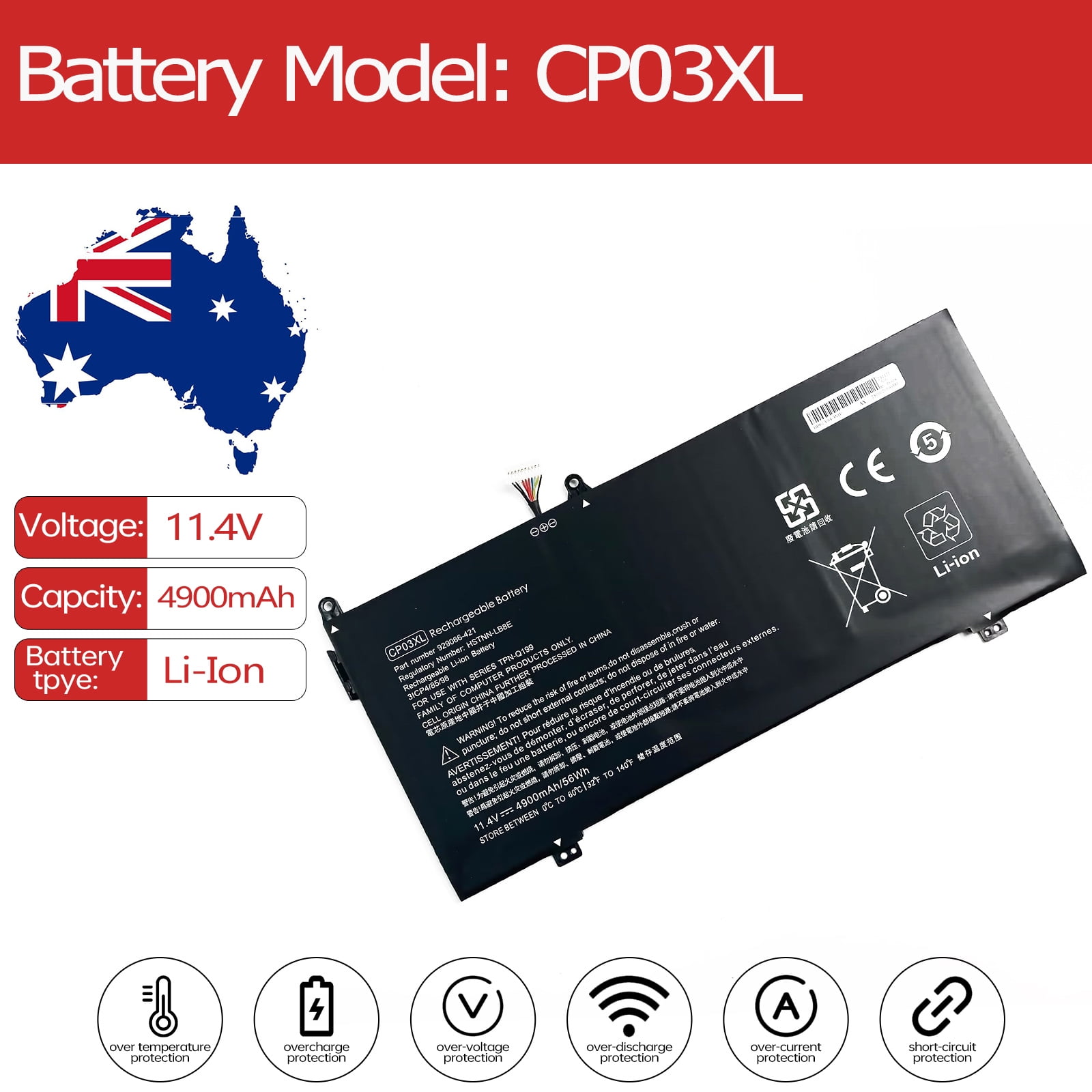 CP03XL Battery for HP Spectre X360 13-AE064TU 13-AE005NN 13-AE005NX 13 ...