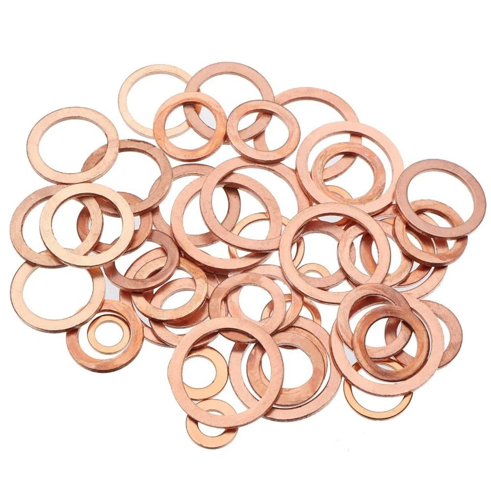 CPAN 100 Pieces Metric Copper Washers Assortment Kit Flat Ring Sealing Washer 9 Sizes - Walmart.com