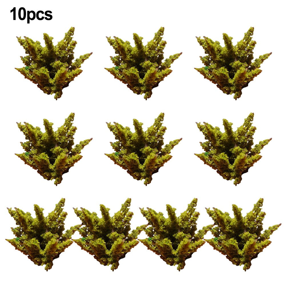 CPAN 10Pcs Dark Green Bushes Shrubs 3cm Tall Artificial Greenery Outdoor Decor - Walmart.com