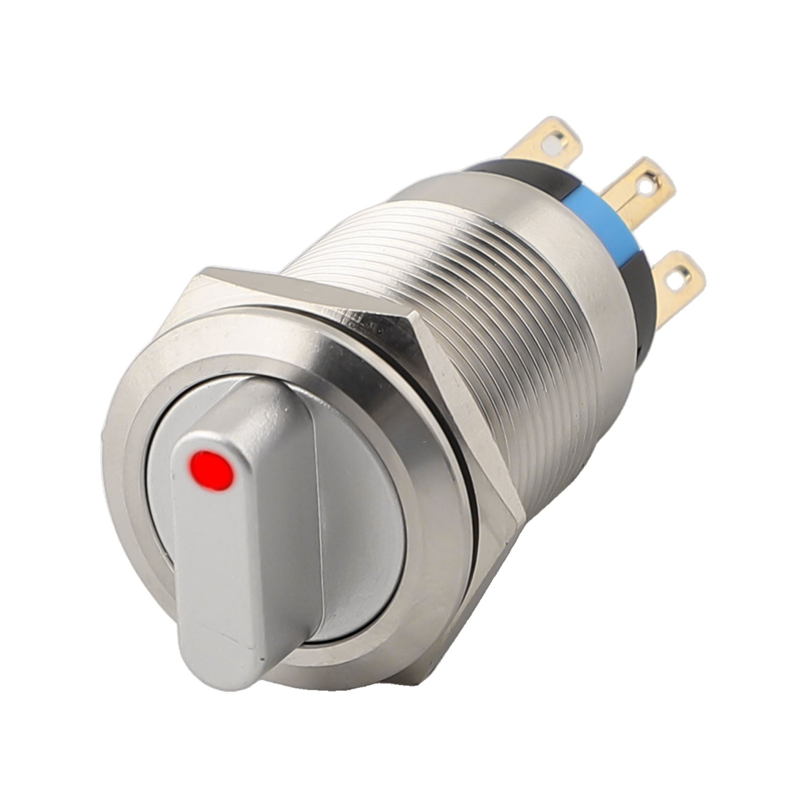 CPAN 19mm Selector Rotary Switch Latching 3 Positions 2NO 2NC 3-6V Push ...