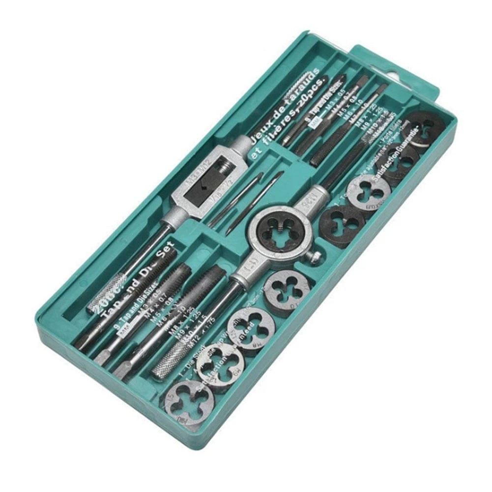 CPAN 20pcs Hand Tools Metric Taps and Dies Set M3-M12 Screw Thread & tapping Wrench - Walmart.com