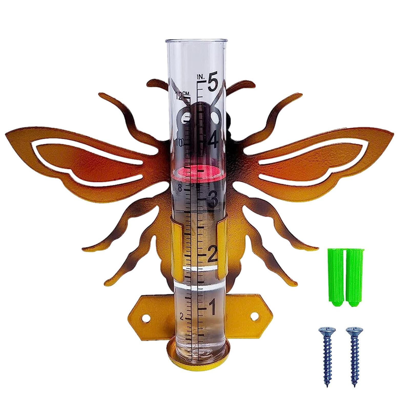 Cpan Glass Rain Gauge Easy To Read Rain Collector With Metal Art Garden Tube And Mount