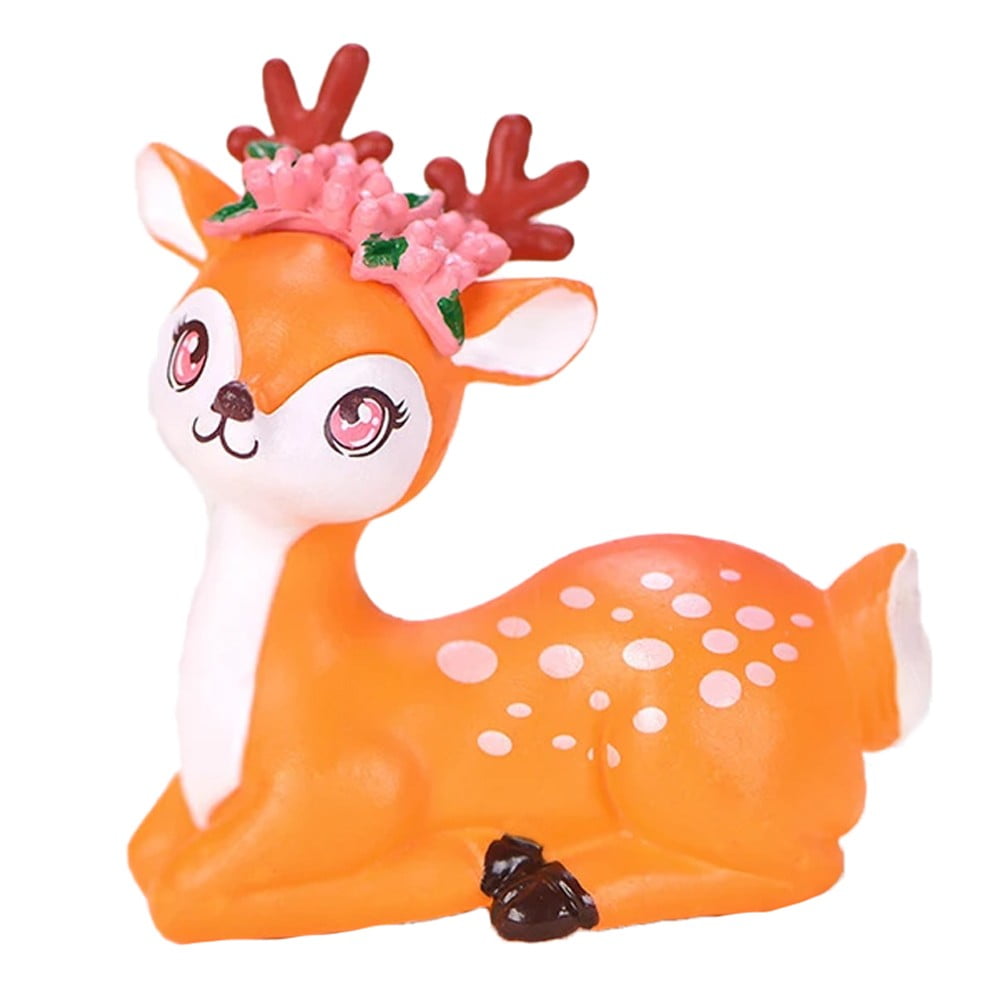 CPAN Sika Deer Giraffe Cartoon Animal Figurine Baking Cake Topper Moss ...