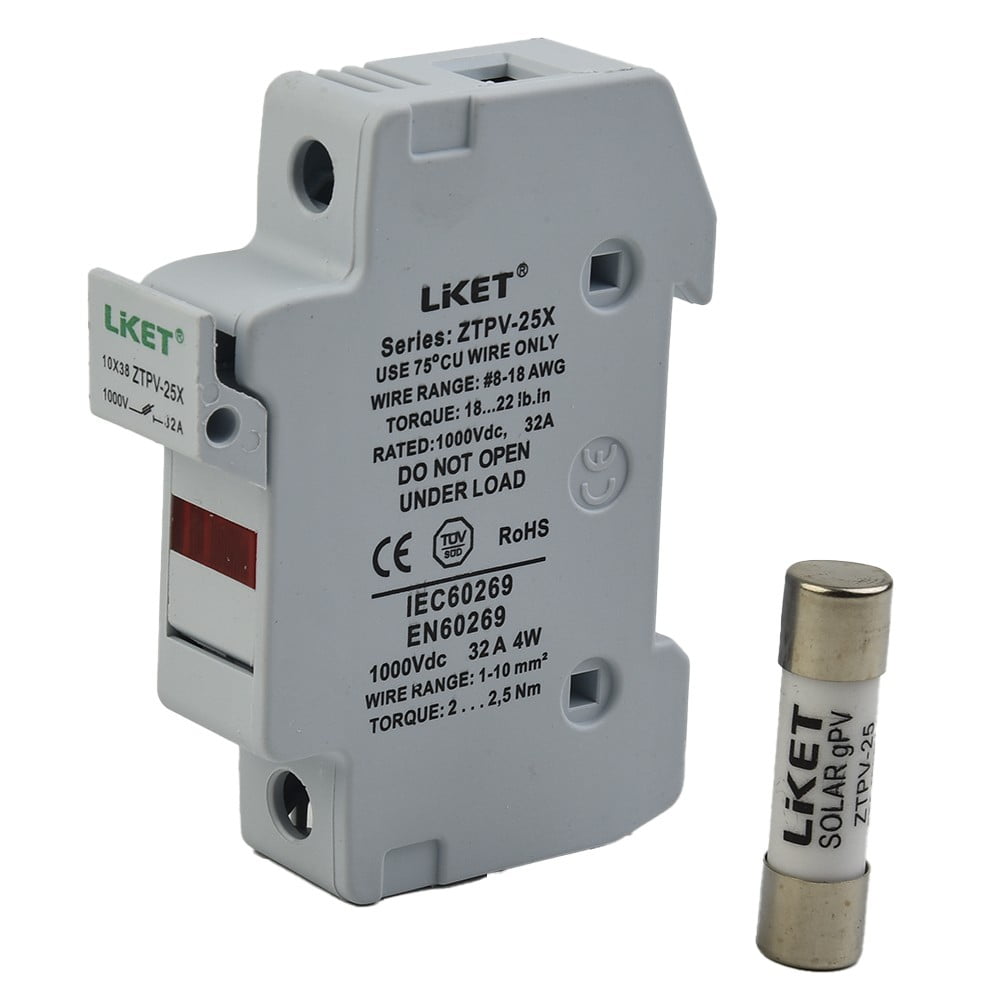 CPAN SolarPV fusible1000VDCFusible 10x38mm gPVLED Holder for Solar ...