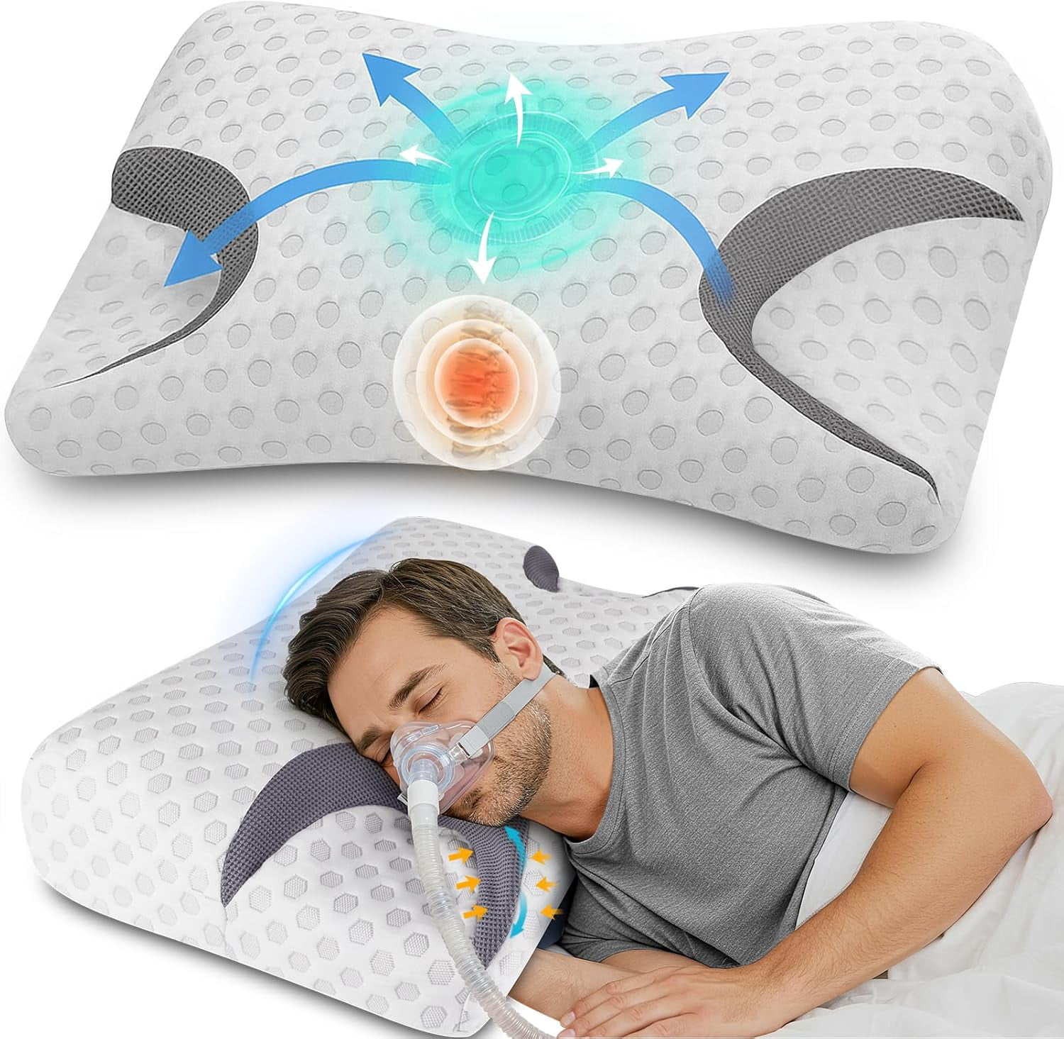 CPAP Pillow for Side Sleepers – Fits All CPAP Mask Types – Adjustable ...