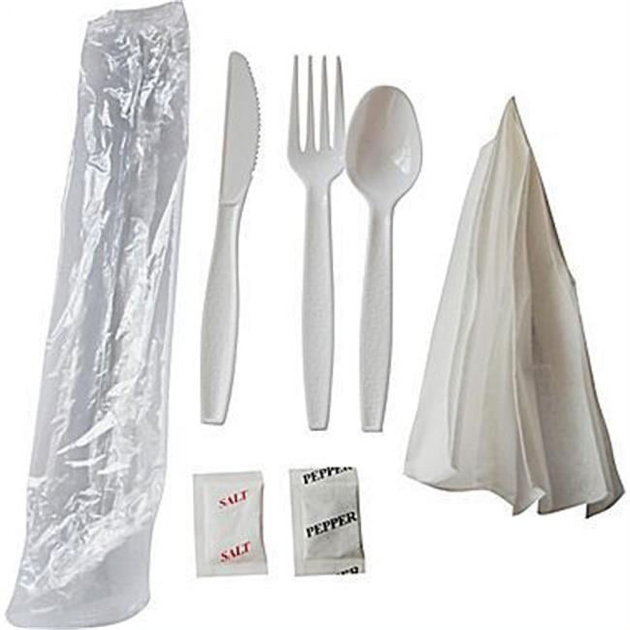 CPC 6X1 Disposable Mid-Weight 6 in 1 White Plastic Cutlery Kit, Case of ...