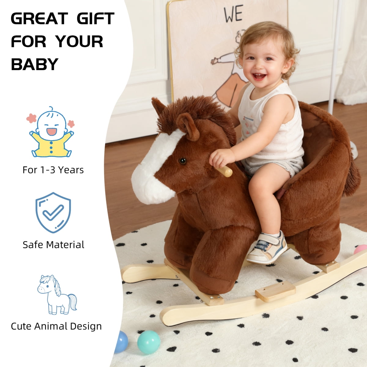 CPC Certified 1-3 Years Rocking Horse Toy - Lullaby Puppets & Safety ...