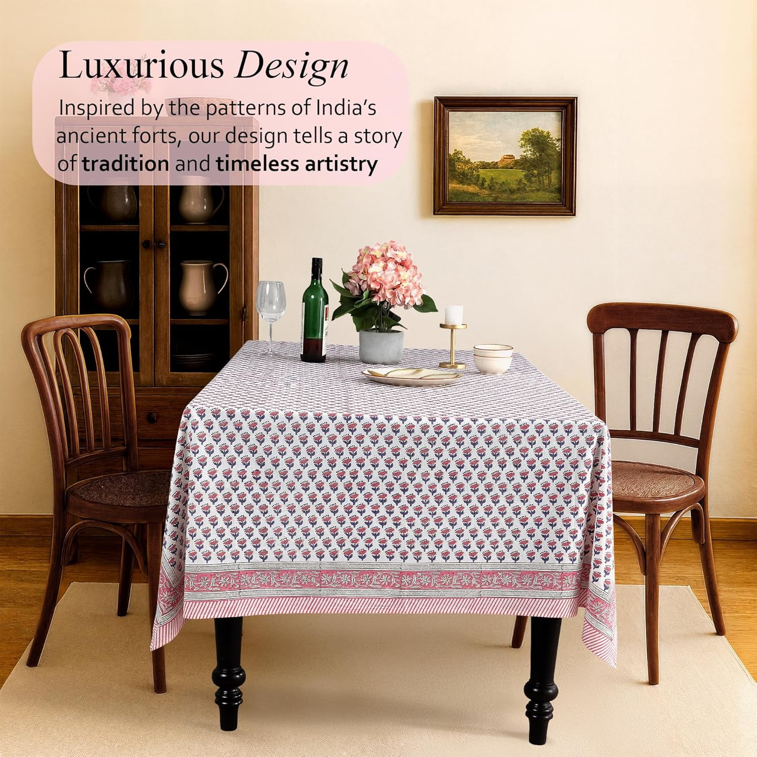 CPC Tablecloth Cotton 60x90 Inch Indian Block Print Rectangle Table ...