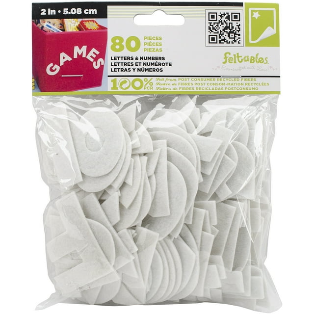 CPE Stick It Felt Letters & Numbers 2" White - Walmart.com