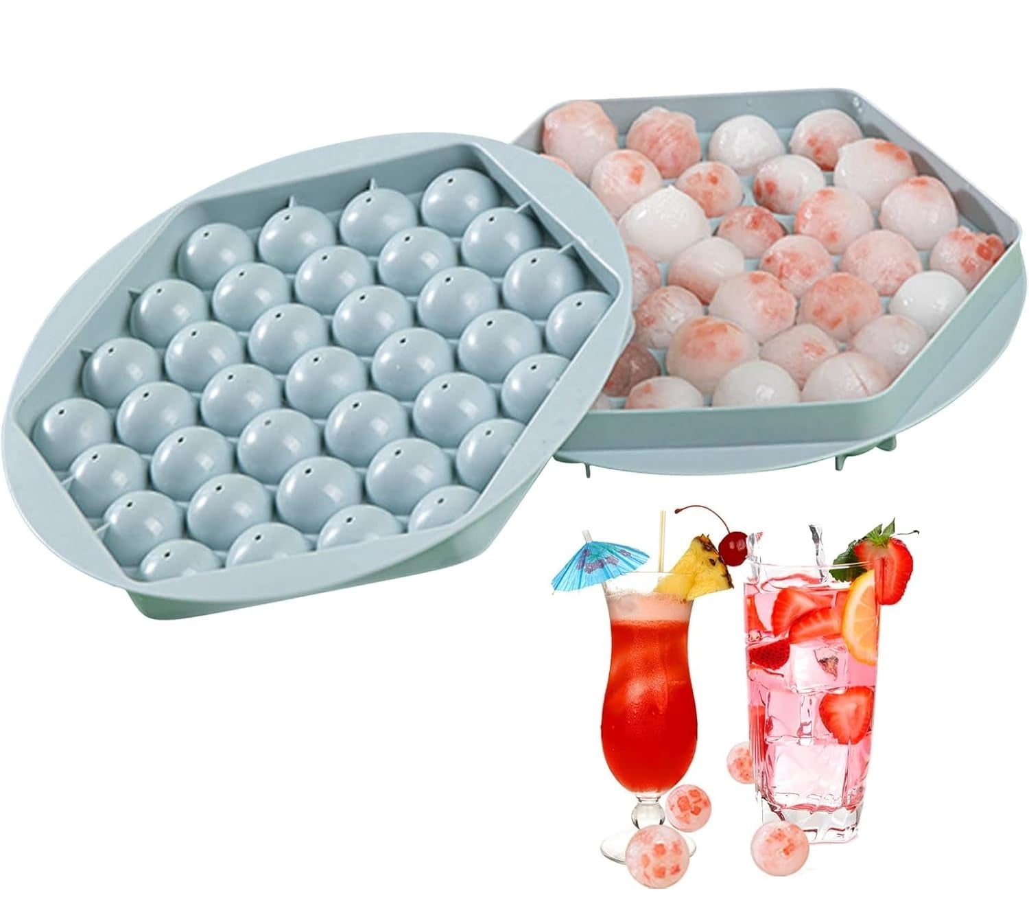 CPEX Flexible Round Ice Cube Tray for Coffee Juice Chilled Drinks Blue ...