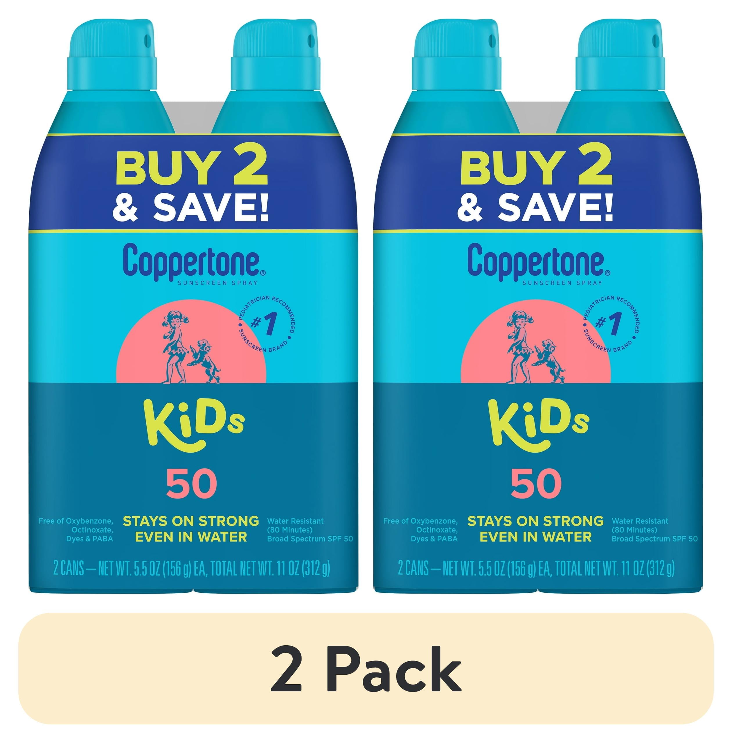 (2 pack) Coppertone Kids Sunscreen Spray, SPF 50 Spray Sunscreen for ...