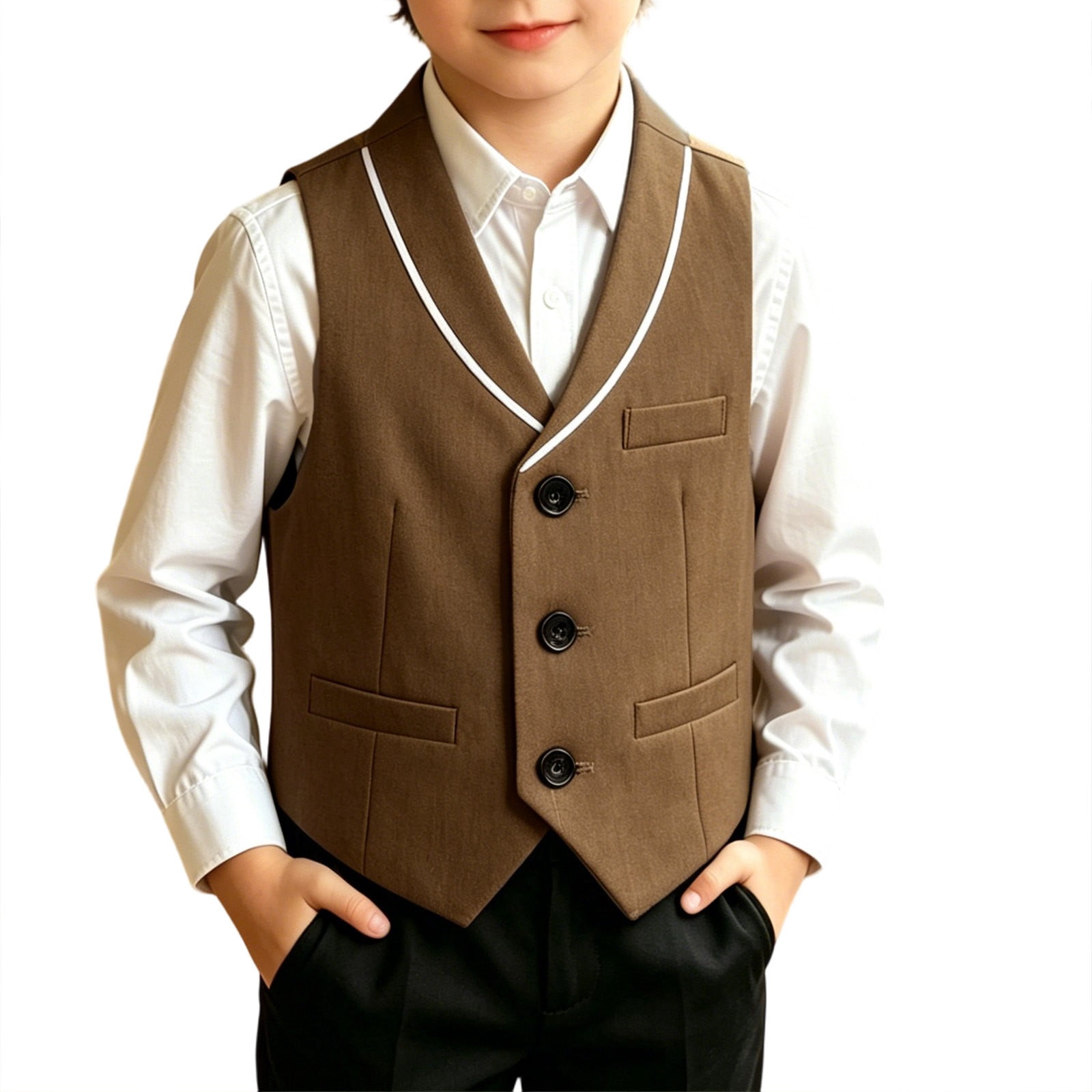 CPNG Boys Formal Suit Vest Vintage Sleeveless V Neck Three Button ...